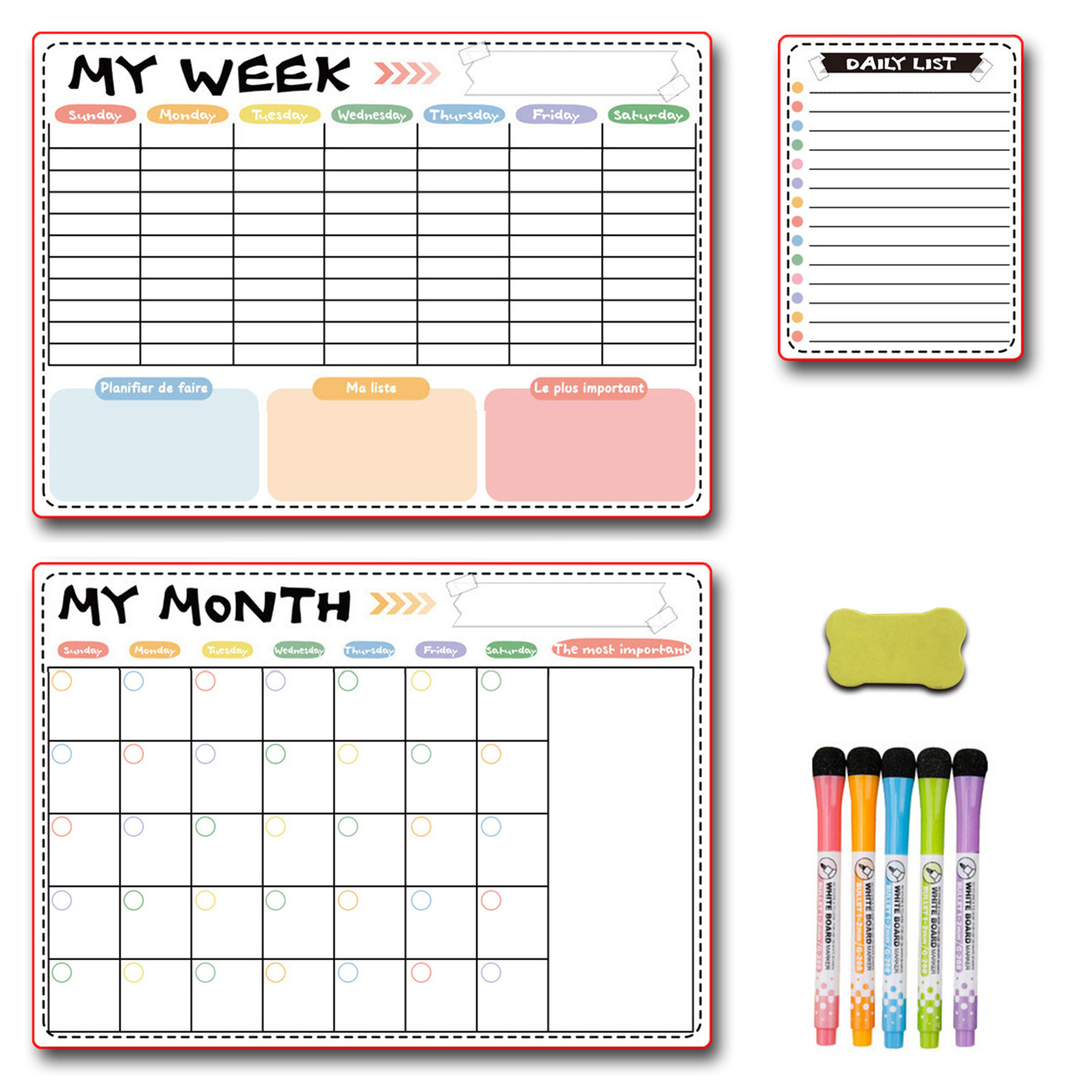 Fridge Calendar with Erasable Marker Whiteboard Weekly Monthly Calendar ...