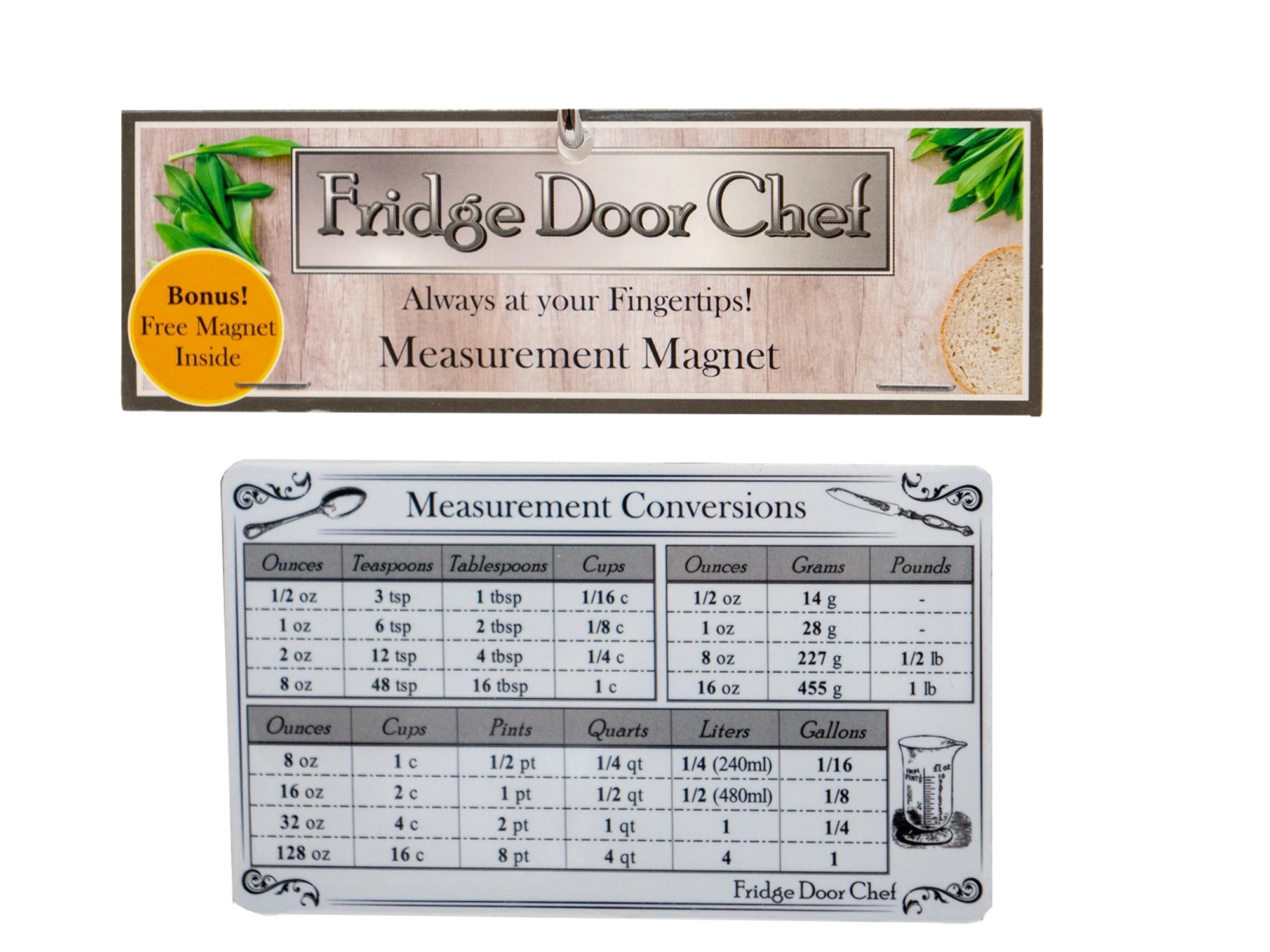 Fridge Door Chef Kitchen Measurement Conversion Magnet - Plus Bonus ...