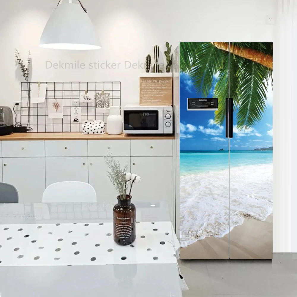 Fridge Door Film Wrap Vinyl Stickers r Front Refrigerator PVC Wallpaper ...