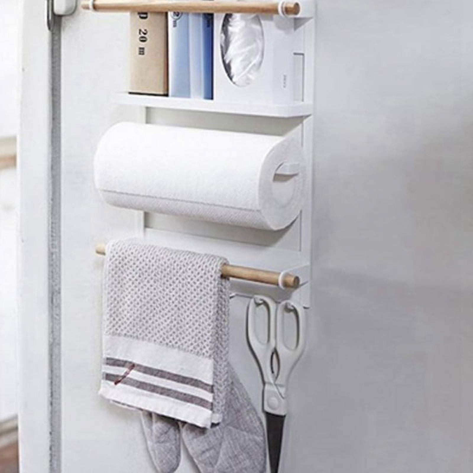 Fridge Door Wall Mount Magnetic Paper Towel Organizer Rustproof Spice ...