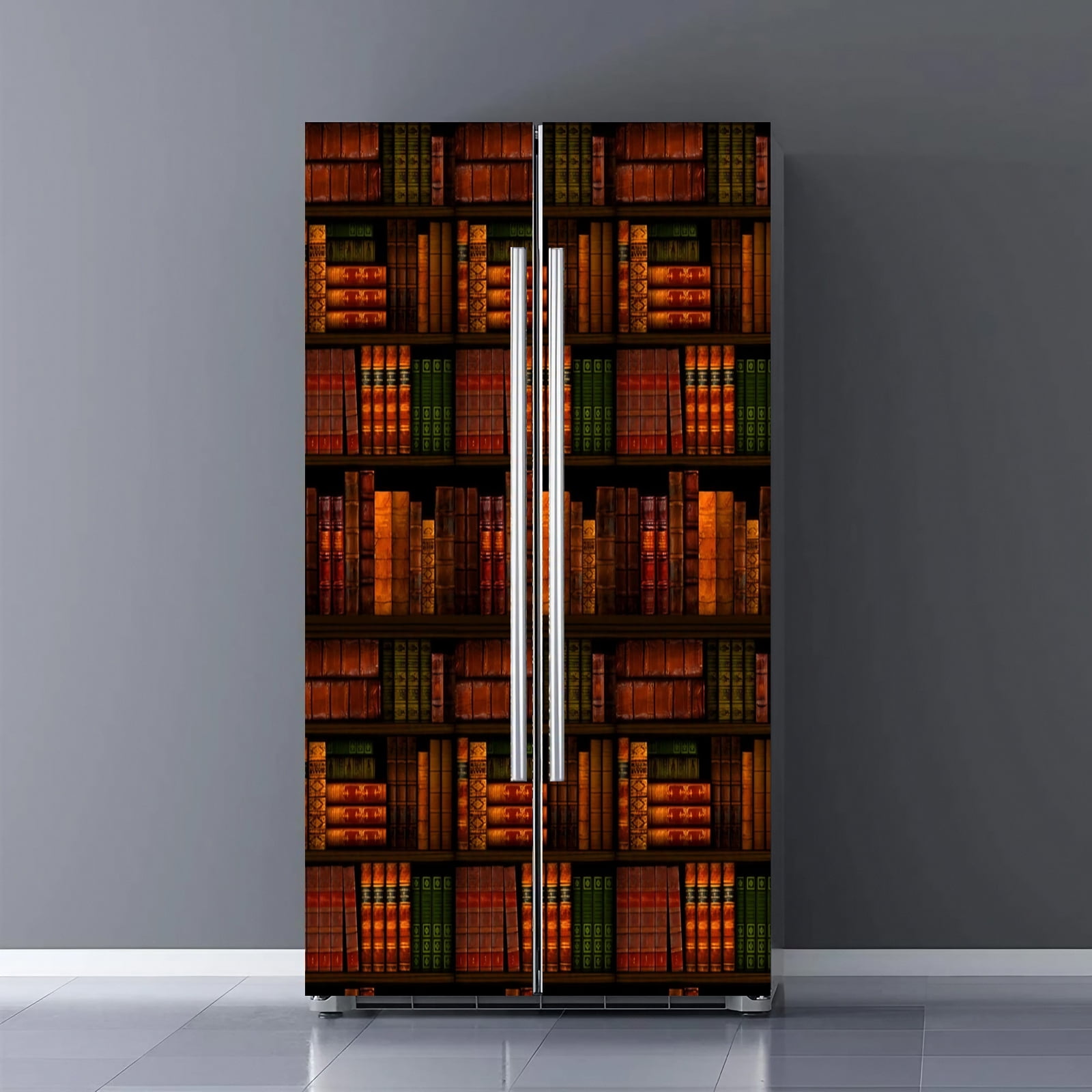 Fridge Door Wrap Vinyl Sticker Decor Front Refrigerator PVC Wallpaper Decal A close up of a book ...