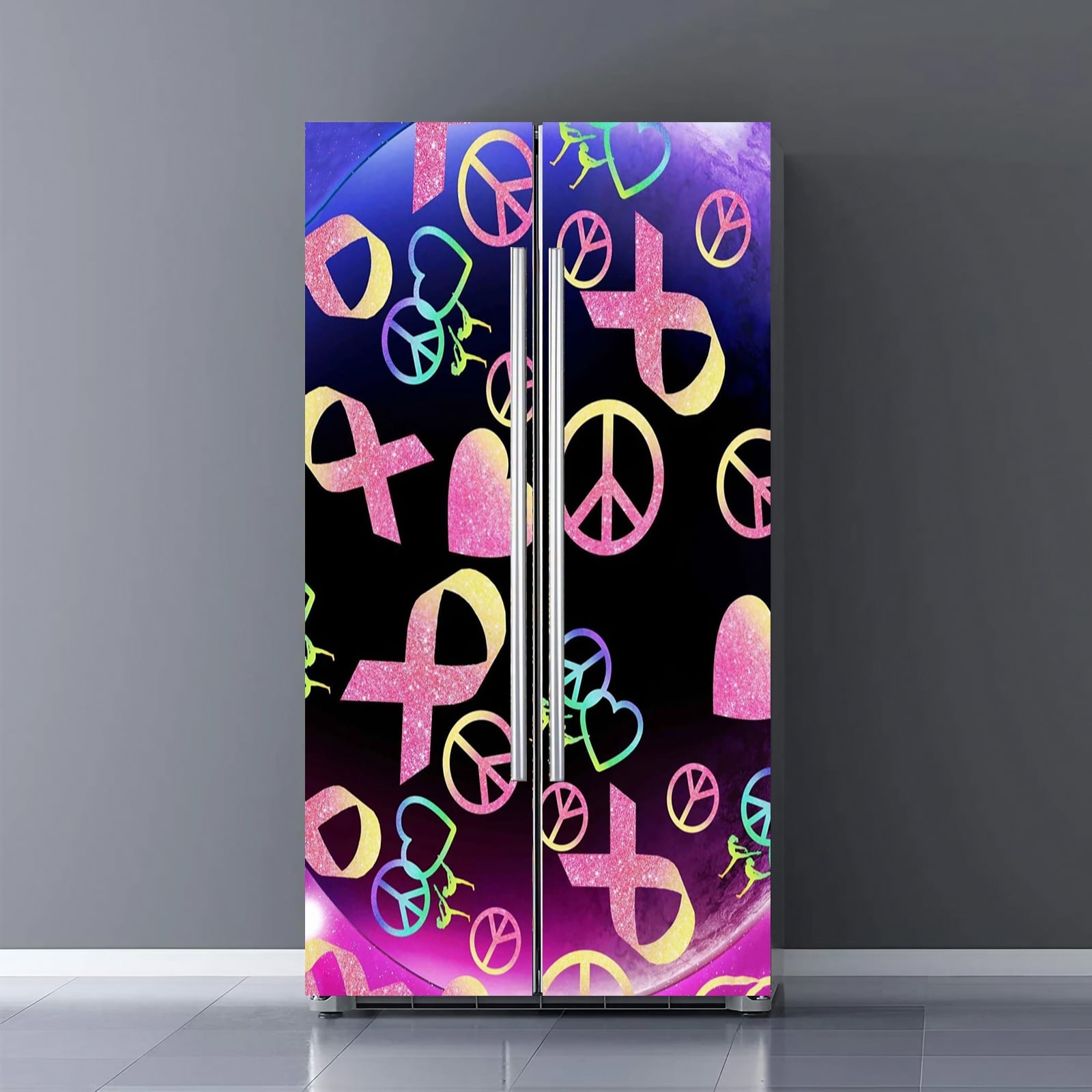 Fridge Door Wrap Vinyl Sticker Decor Front Refrigerator PVC Wallpaper ...