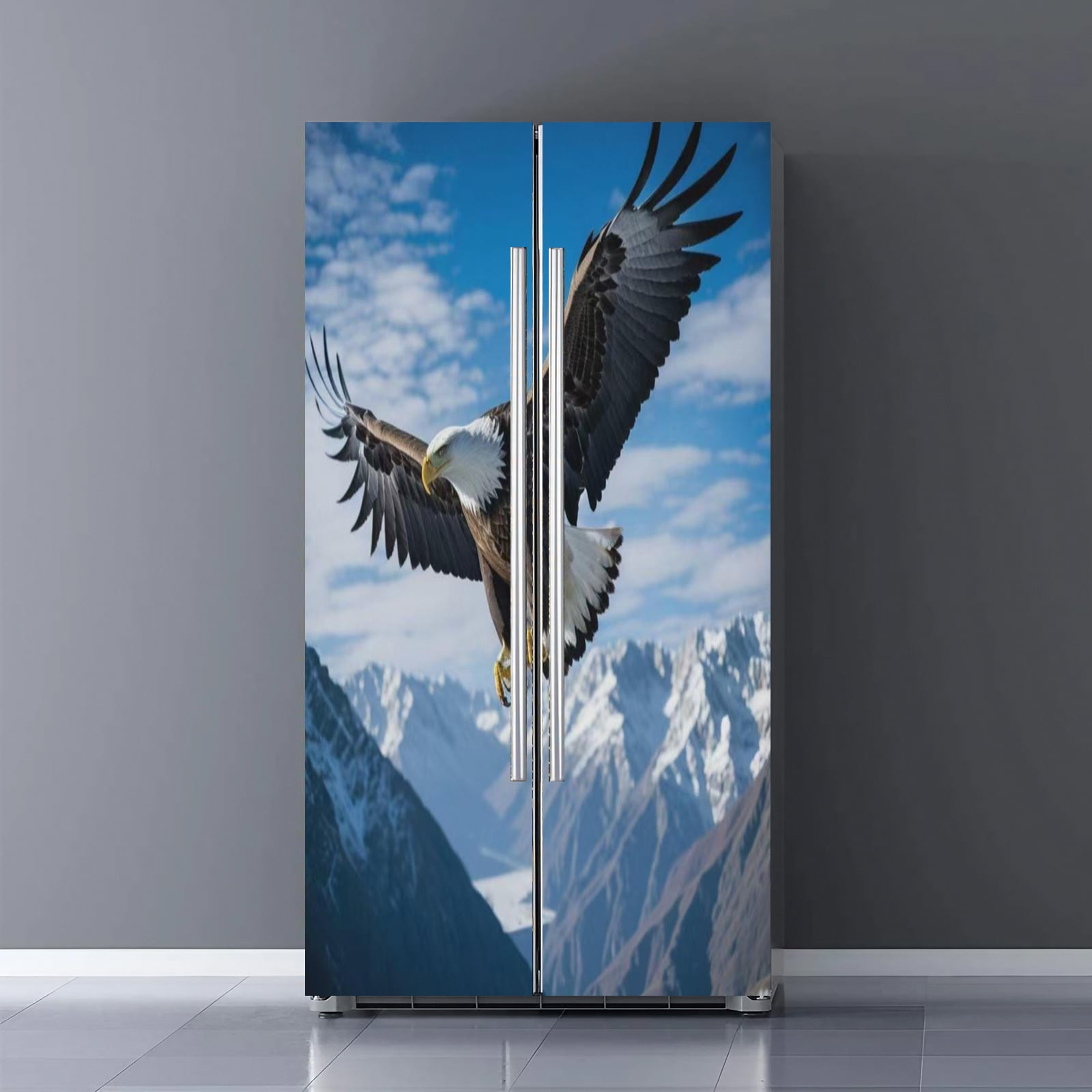 Fridge Door Wrap Vinyl Sticker Decor Front Refrigerator PVC Wallpaper Decal A powerful eagle (7 ...