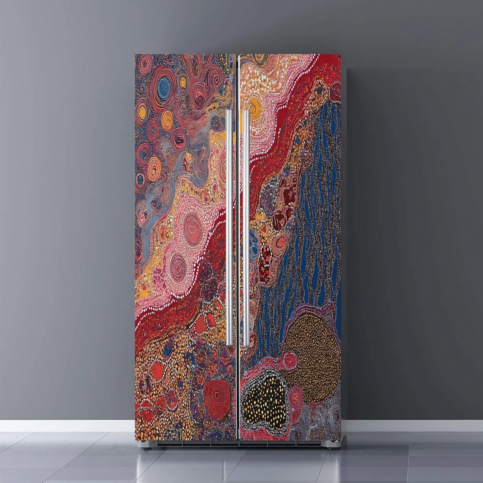 Fridge Door Wrap Vinyl Sticker Decor Front Refrigerator PVC Wallpaper ...