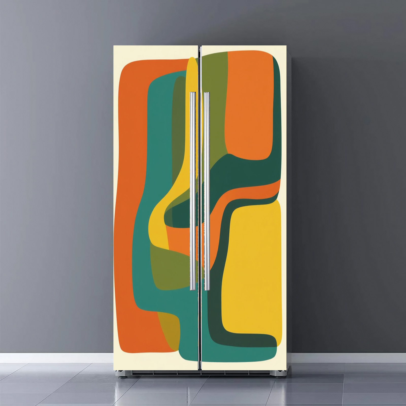 Fridge Door Wrap Vinyl Sticker Decor Front Refrigerator PVC Wallpaper ...