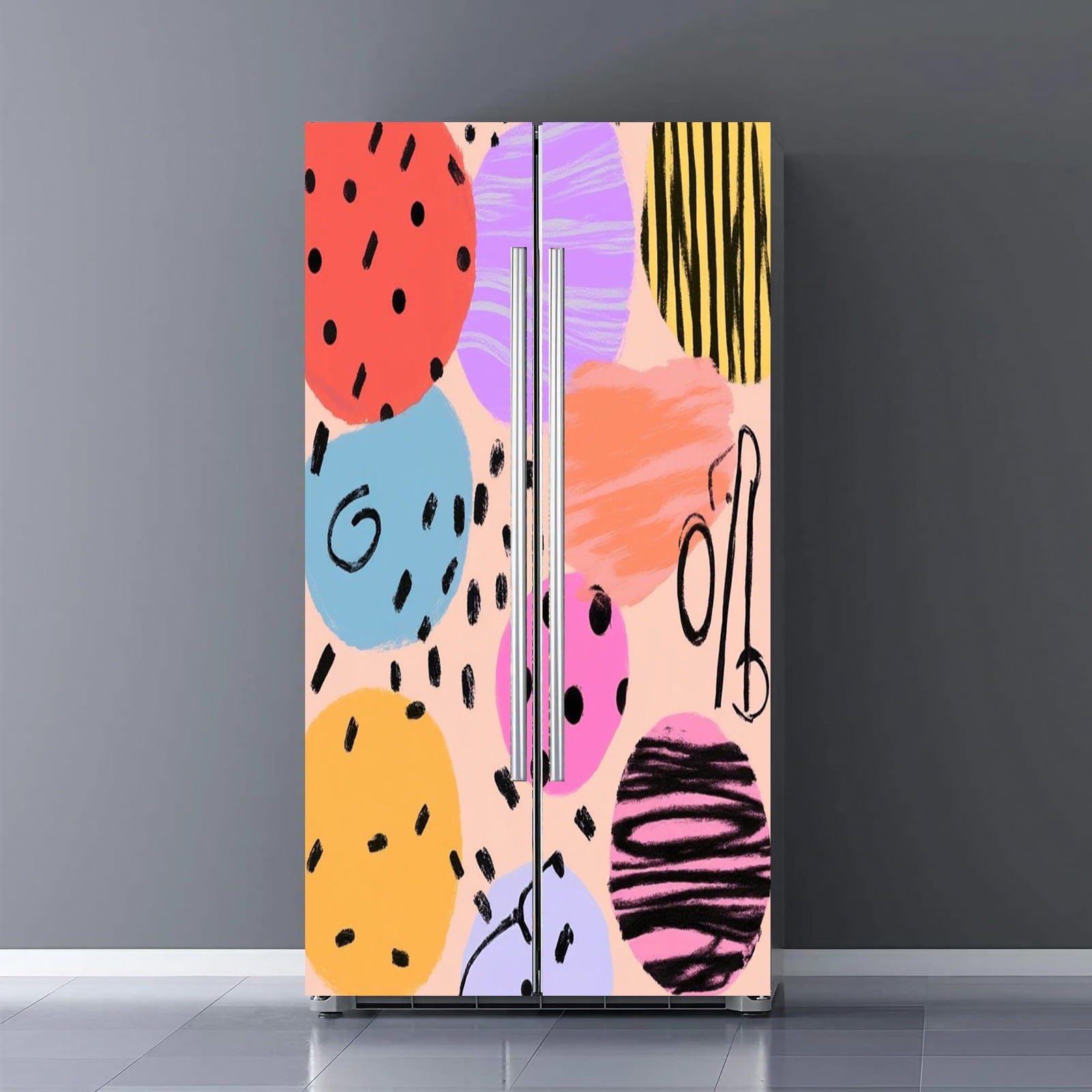 Fridge Door Wrap Vinyl Sticker Decor Front Refrigerator PVC Wallpaper ...