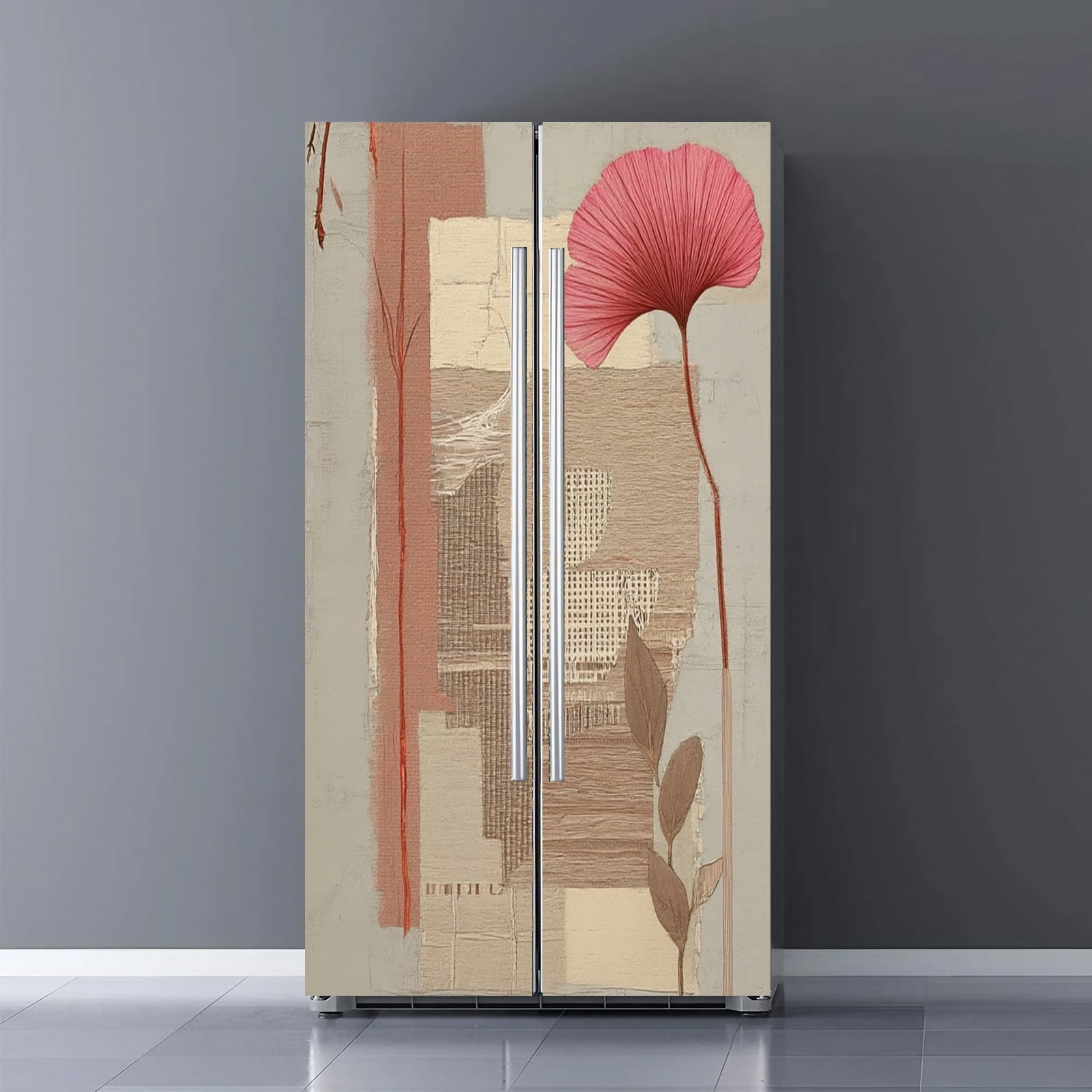 Fridge Door Wrap Vinyl Sticker Decor Front Refrigerator PVC Wallpaper ...