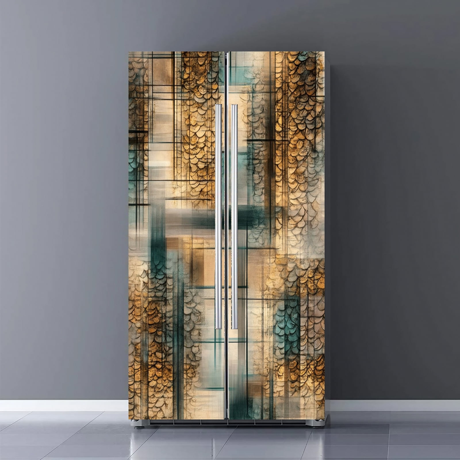 Fridge Door Wrap Vinyl Sticker Decor Front Refrigerator PVC Wallpaper ...