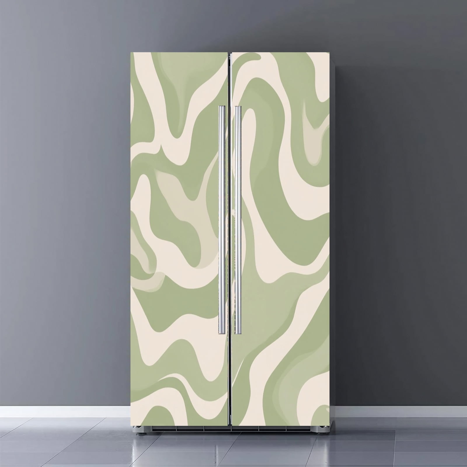 Fridge Door Wrap Vinyl Sticker Decor Front Refrigerator PVC Wallpaper ...