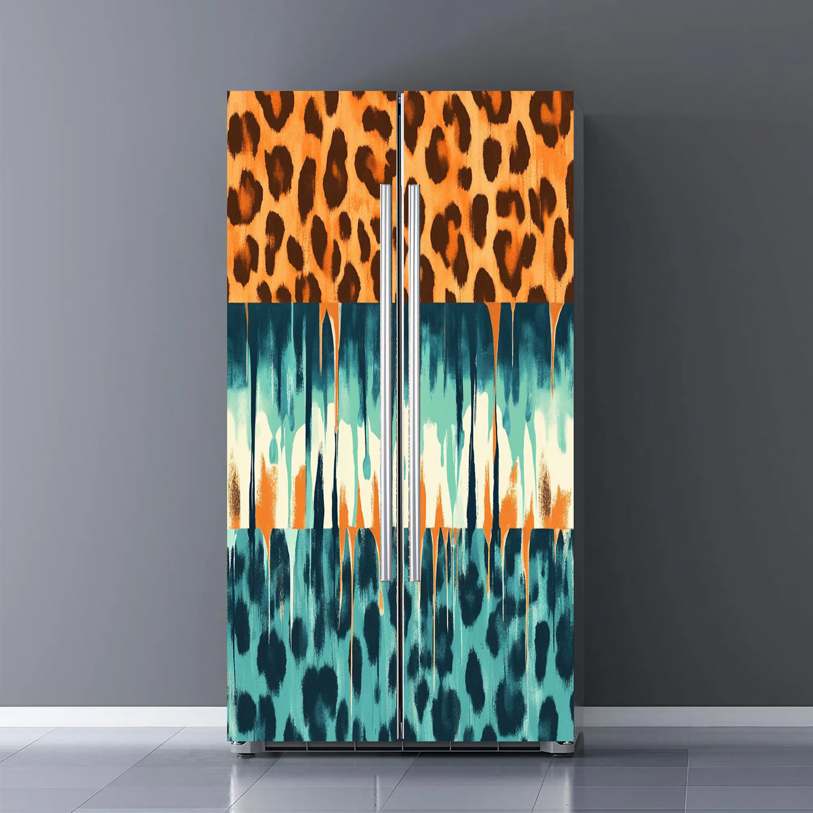 Fridge Door Wrap Vinyl Sticker Decor Front Refrigerator PVC Wallpaper ...