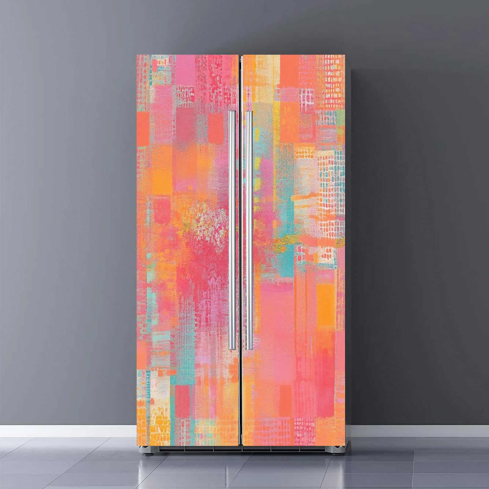 Fridge Door Wrap Vinyl Sticker Decor Front Refrigerator PVC Wallpaper ...