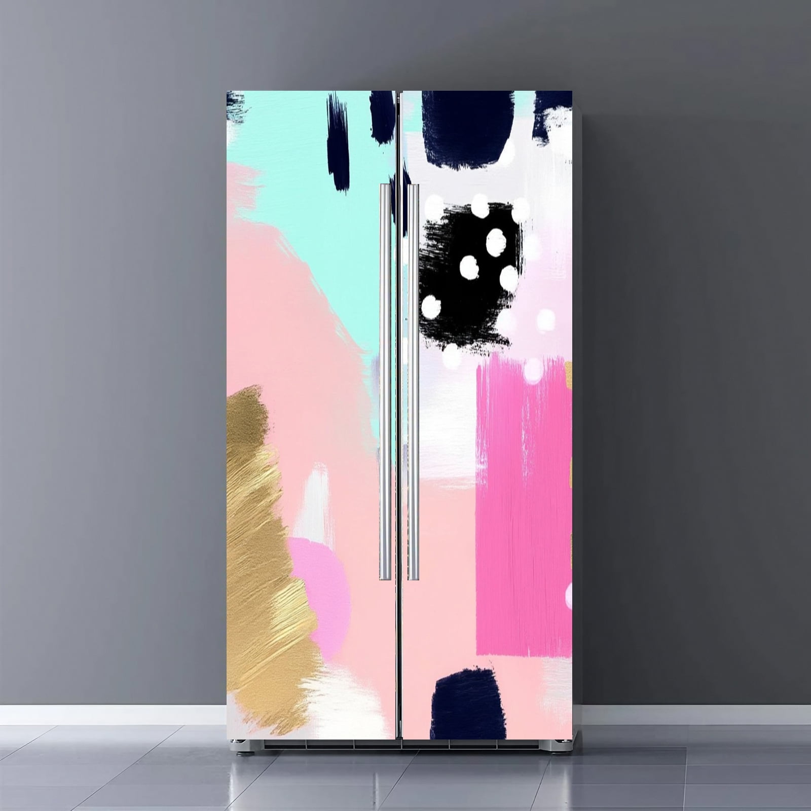 Fridge Door Wrap Vinyl Sticker Decor Front Refrigerator PVC Wallpaper ...