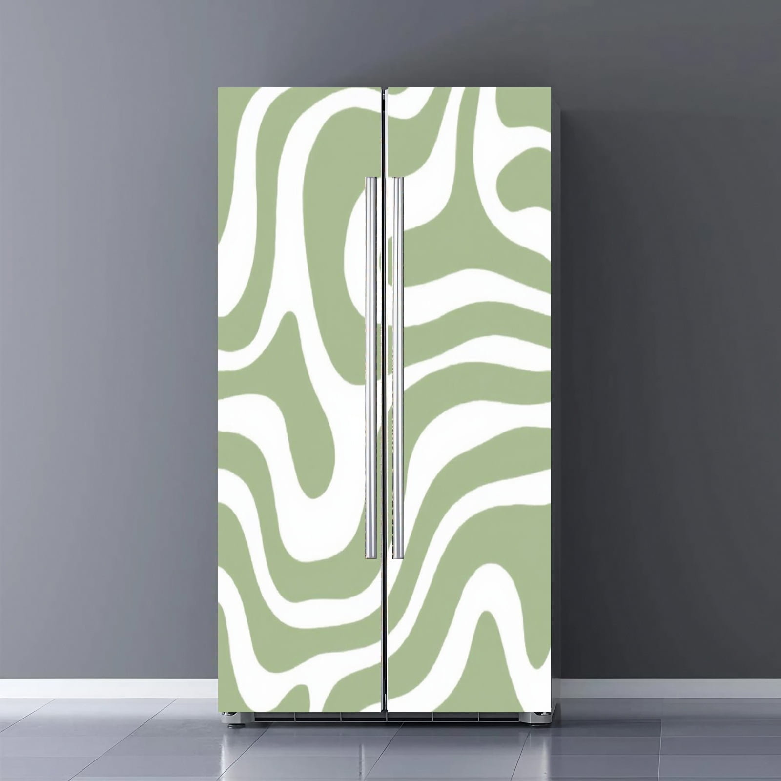 Fridge Door Wrap Vinyl Sticker Decor Front Refrigerator PVC Wallpaper ...
