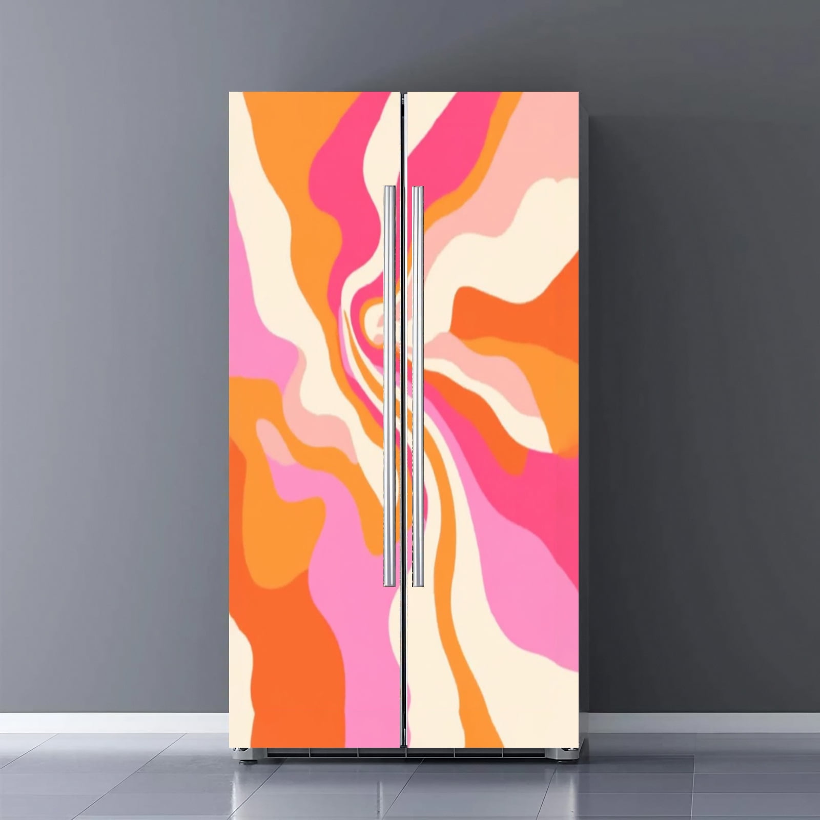 Fridge Door Wrap Vinyl Sticker Decor Front Refrigerator PVC Wallpaper ...
