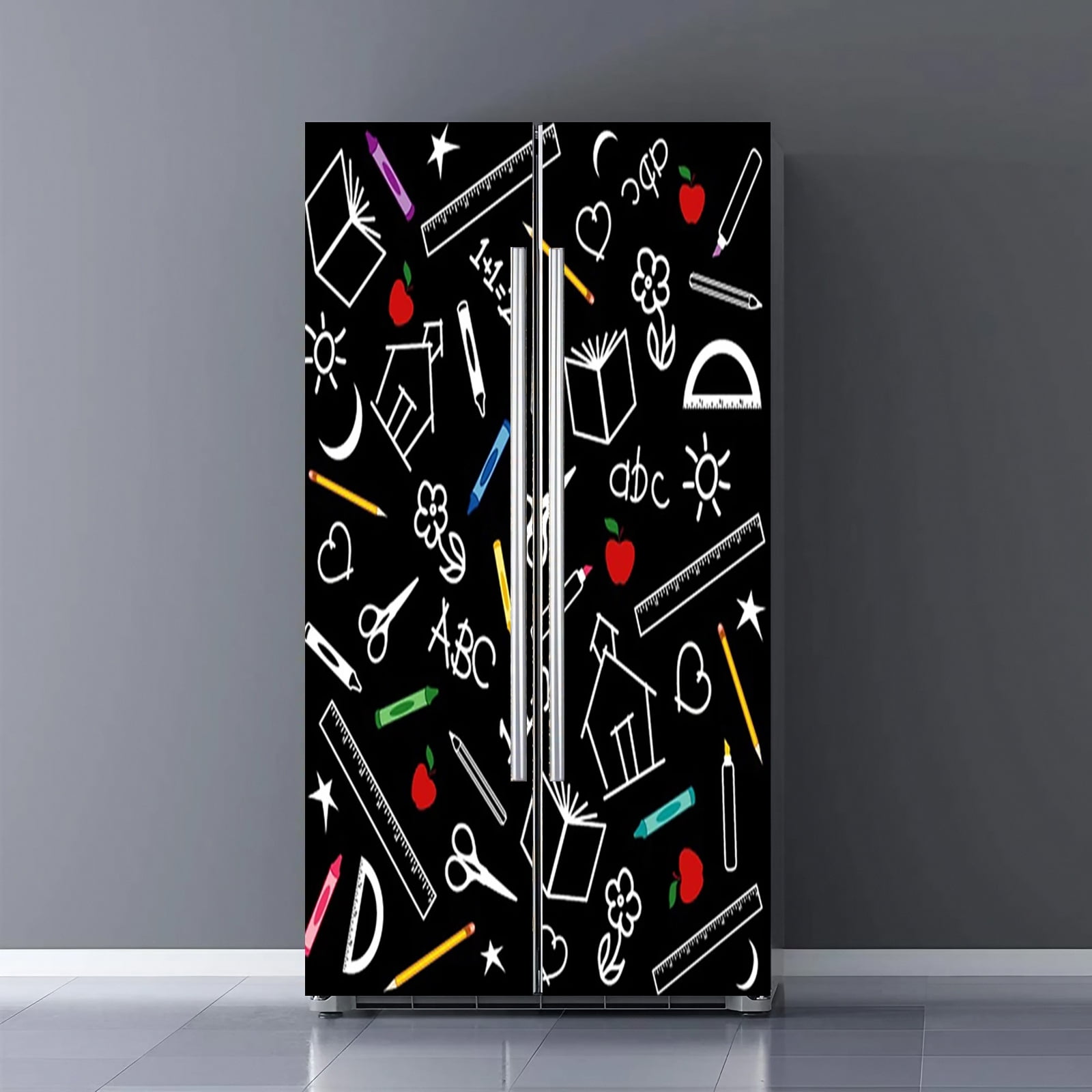 Fridge Door Wrap Vinyl Sticker Decor Front Refrigerator PVC Wallpaper ...