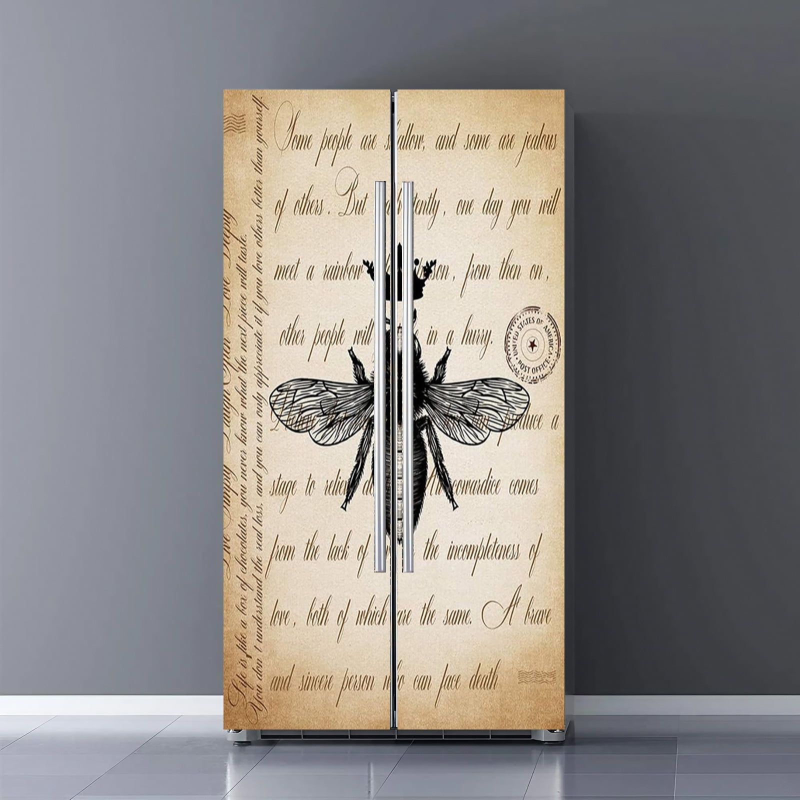 Fridge Door Wrap Vinyl Sticker Decor Front Refrigerator PVC Wallpaper ...