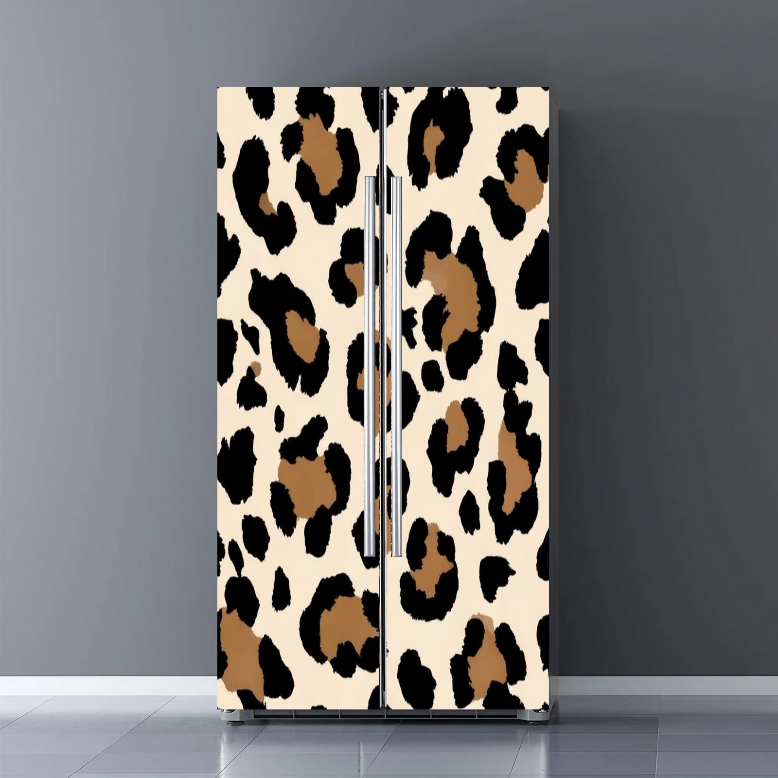 Fridge Door Wrap Vinyl Sticker Decor Front Refrigerator PVC Wallpaper Decal Beige background ...