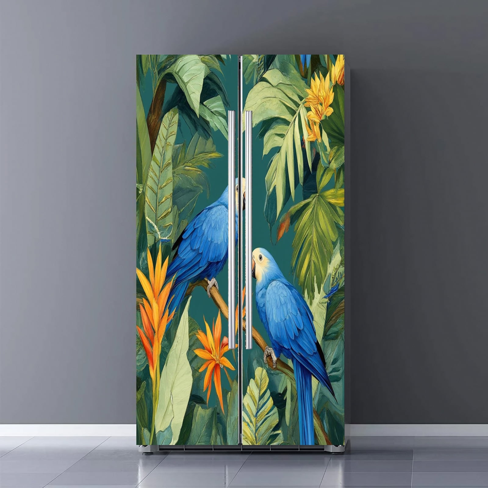 Fridge Door Wrap Vinyl Sticker Decor Front Refrigerator PVC Wallpaper ...