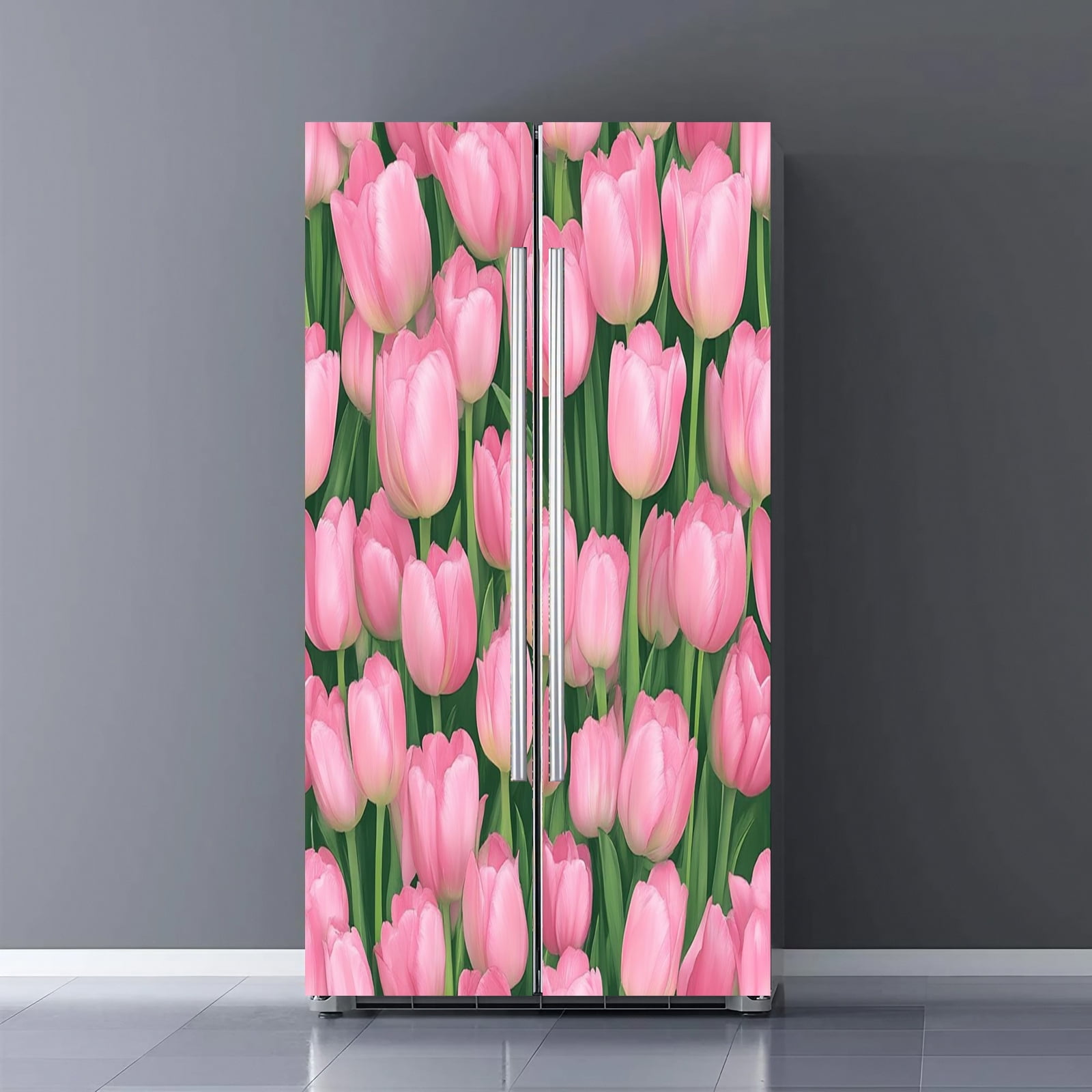 Fridge Door Wrap Vinyl Sticker Decor Front Refrigerator PVC Wallpaper ...