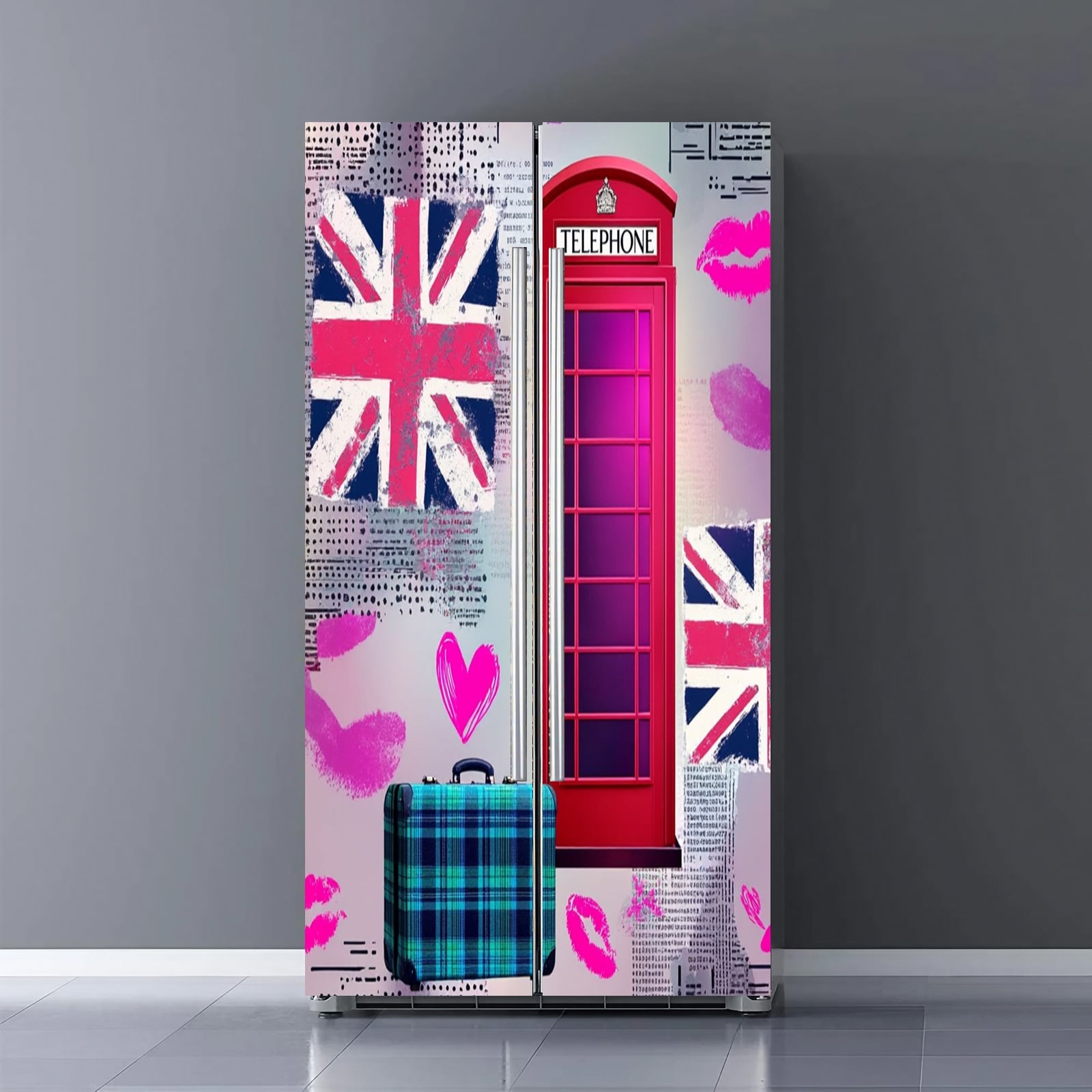 Fridge Door Wrap Vinyl Sticker Decor Front Refrigerator PVC Wallpaper ...