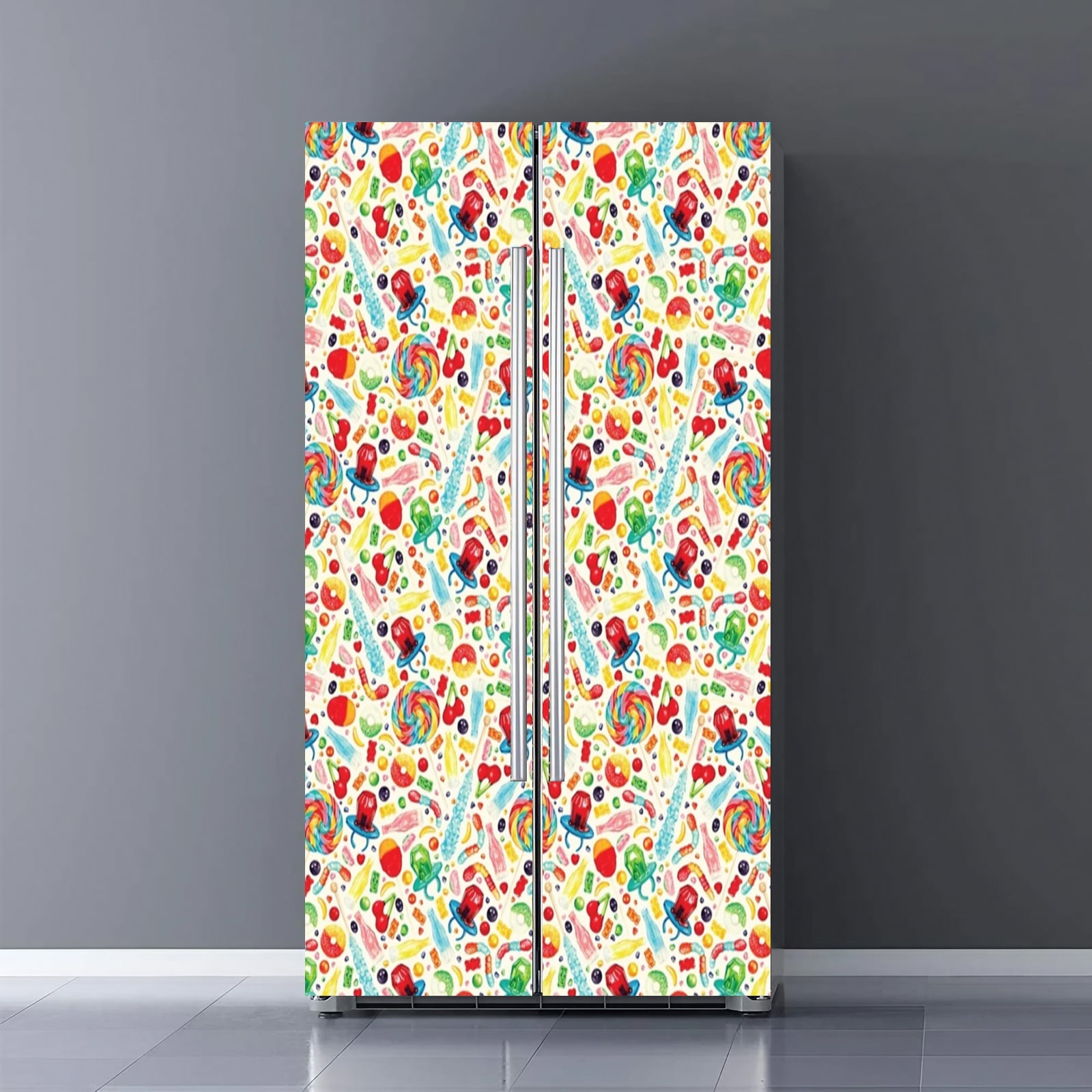 Fridge Door Wrap Vinyl Sticker Decor Front Refrigerator PVC Wallpaper ...