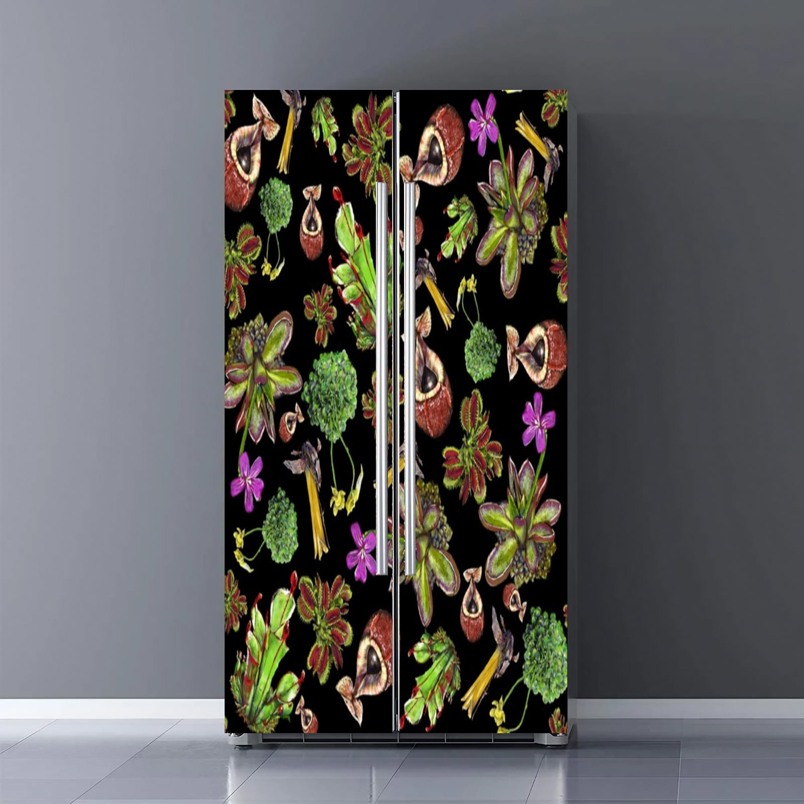 Fridge Door Wrap Vinyl Sticker Decor Front Refrigerator PVC Wallpaper ...