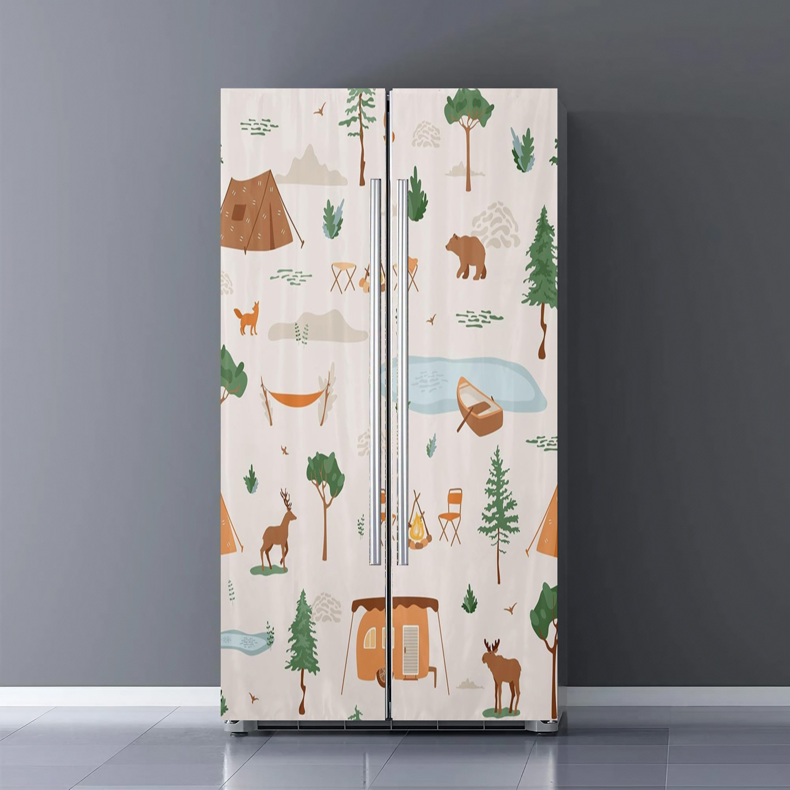 Fridge Door Wrap Vinyl Sticker Decor Front Refrigerator PVC Wallpaper ...