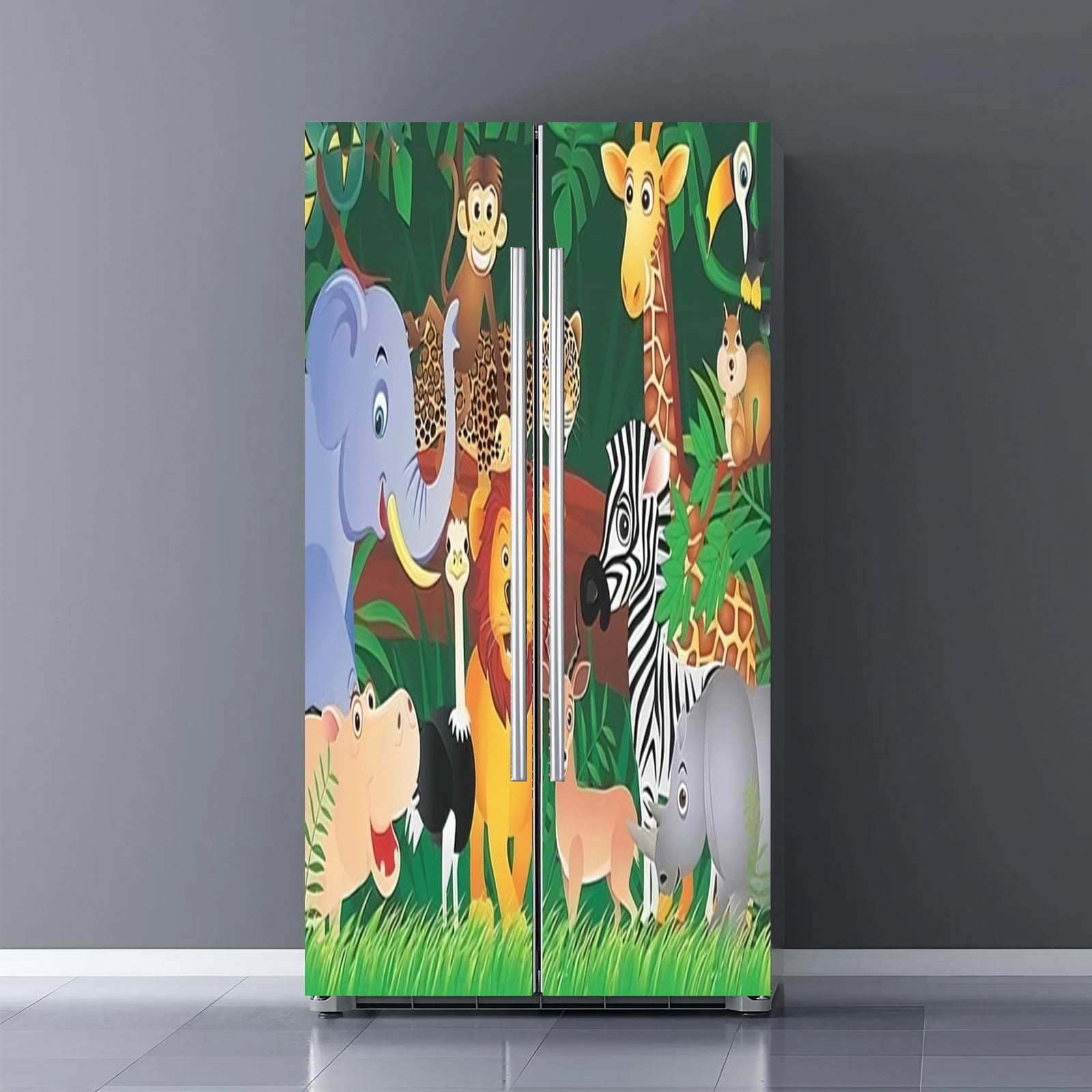 Fridge Door Wrap Vinyl Sticker Decor Front Refrigerator PVC Wallpaper ...