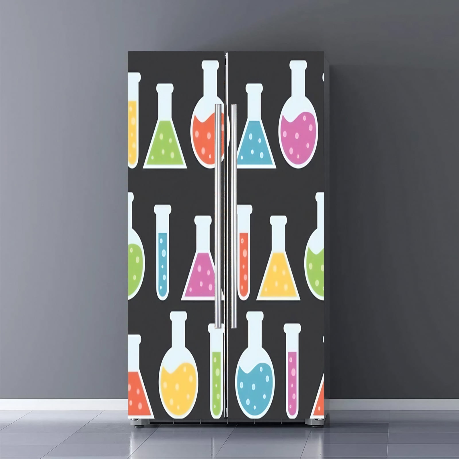 Fridge Door Wrap Vinyl Sticker Decor Front Refrigerator PVC Wallpaper ...