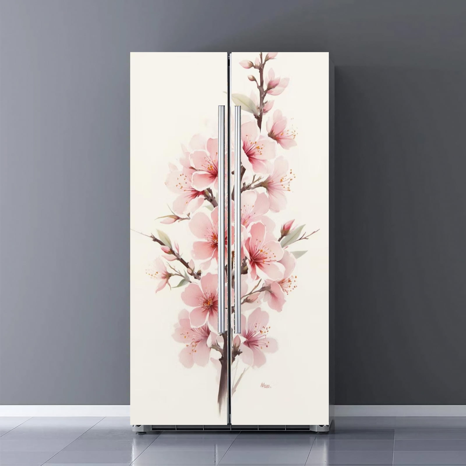 Fridge Door Wrap Vinyl Sticker Decor Front Refrigerator PVC Wallpaper ...