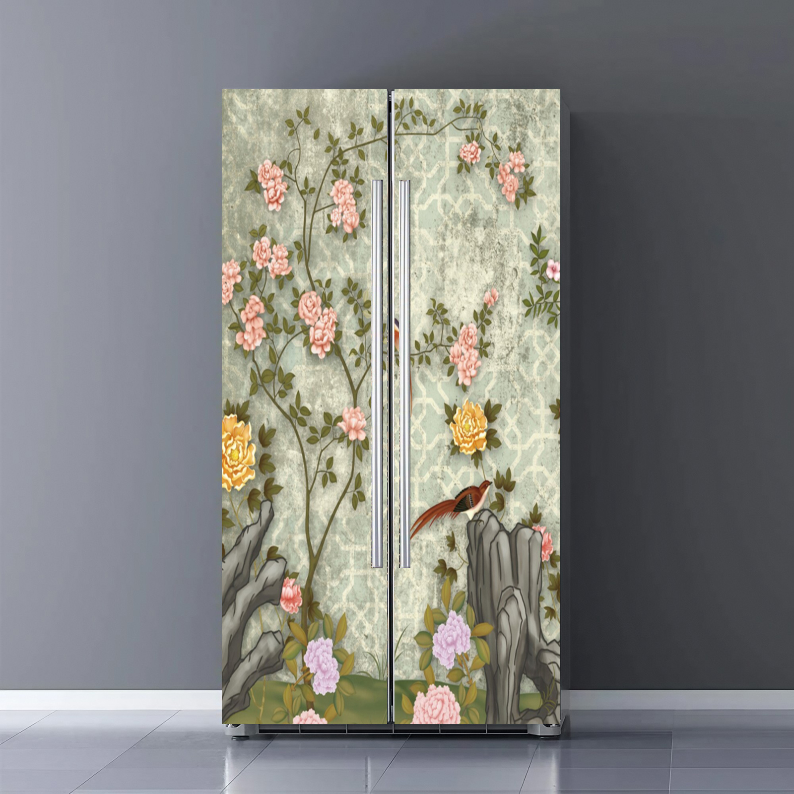 Fridge Door Wrap Vinyl Sticker Decor Front Refrigerator PVC Wallpaper ...