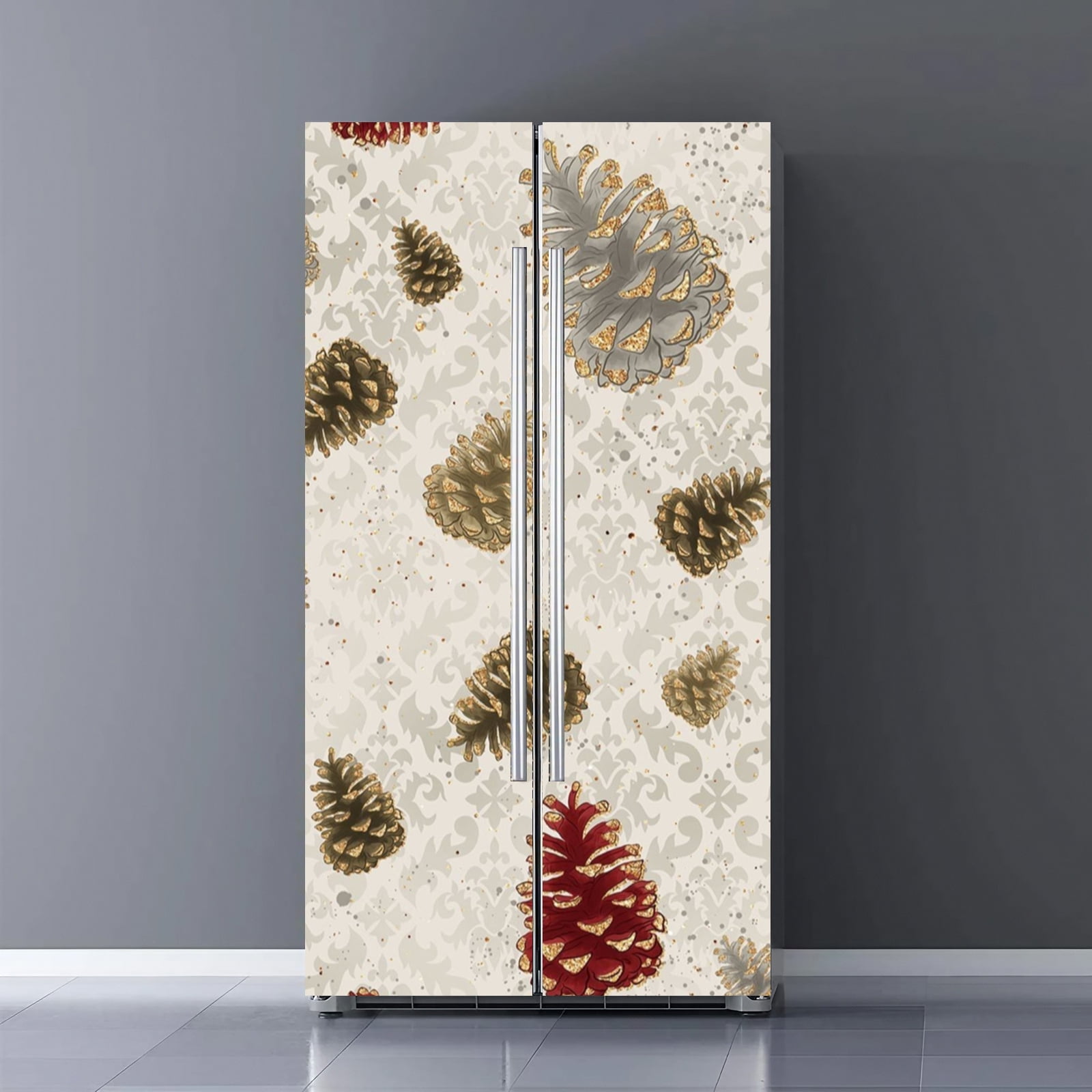 Fridge Door Wrap Vinyl Sticker Decor Front Refrigerator PVC Wallpaper ...