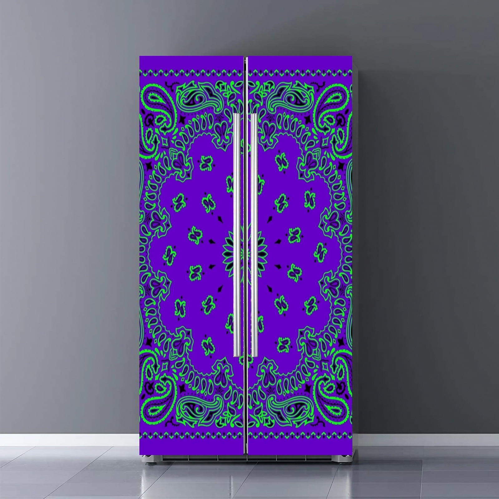 Fridge Door Wrap Vinyl Sticker Decor Front Refrigerator PVC Wallpaper ...