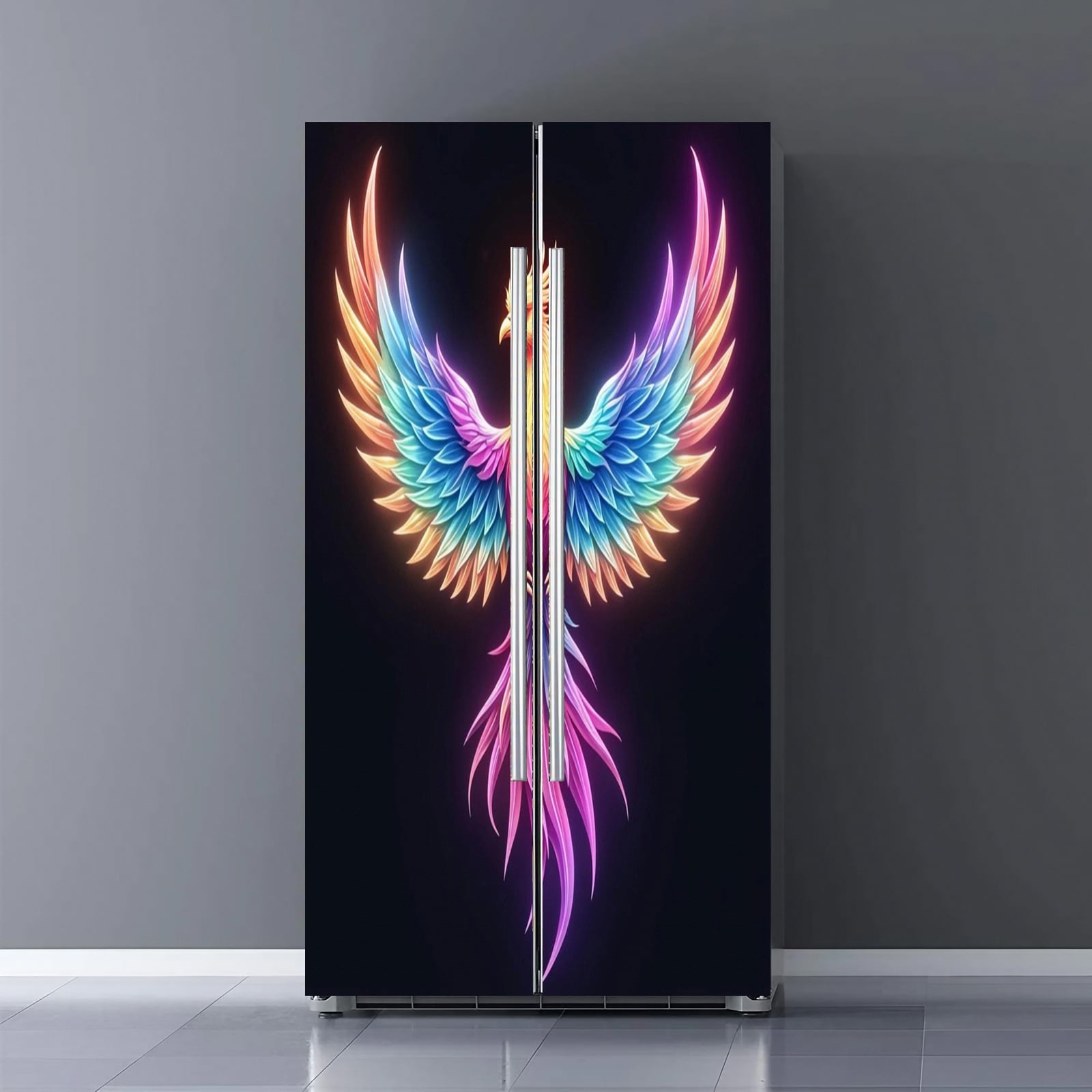 Fridge Door Wrap Vinyl Sticker Decor Front Refrigerator PVC Wallpaper ...