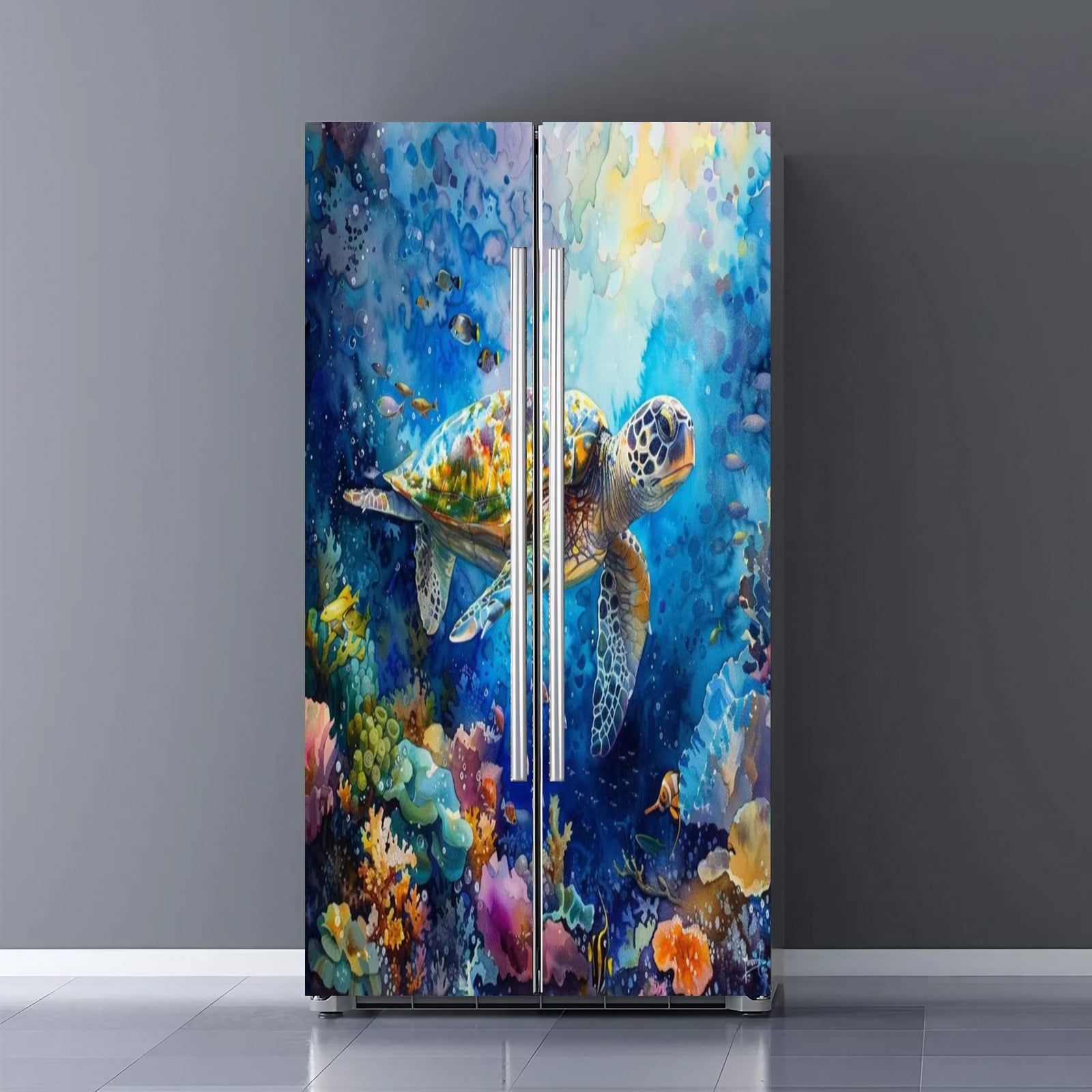 Fridge Door Wrap Vinyl Sticker Decor Front Refrigerator PVC Wallpaper ...