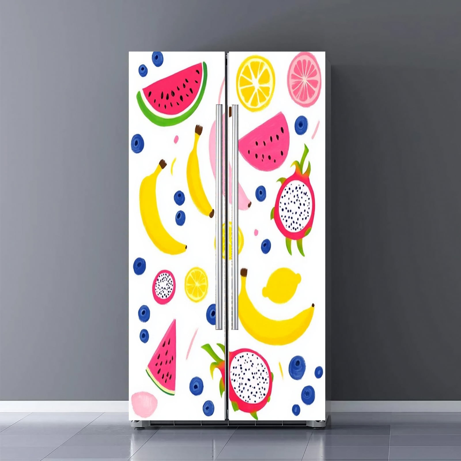 Fridge Door Wrap Vinyl Sticker Decor Front Refrigerator PVC Wallpaper ...