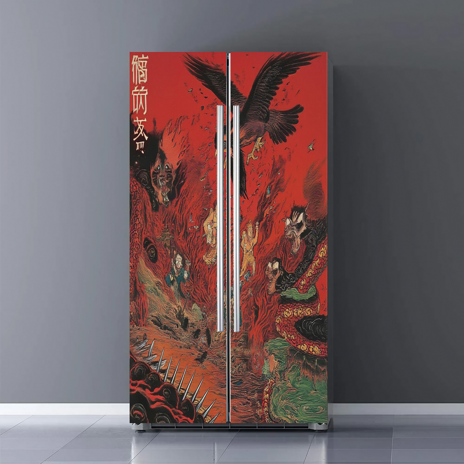 Fridge Door Wrap Vinyl Sticker Decor Front Refrigerator PVC Wallpaper ...