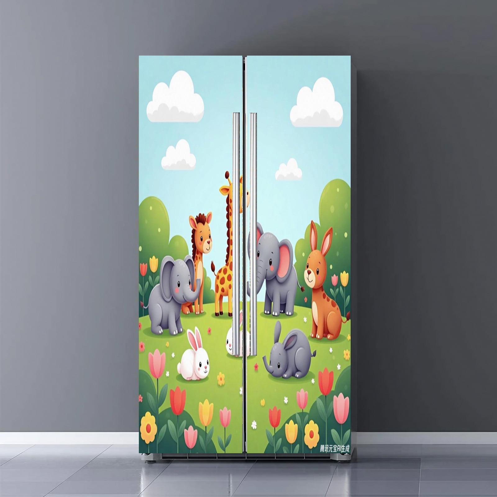 Fridge Door Wrap Vinyl Sticker Decor Front Refrigerator PVC Wallpaper ...
