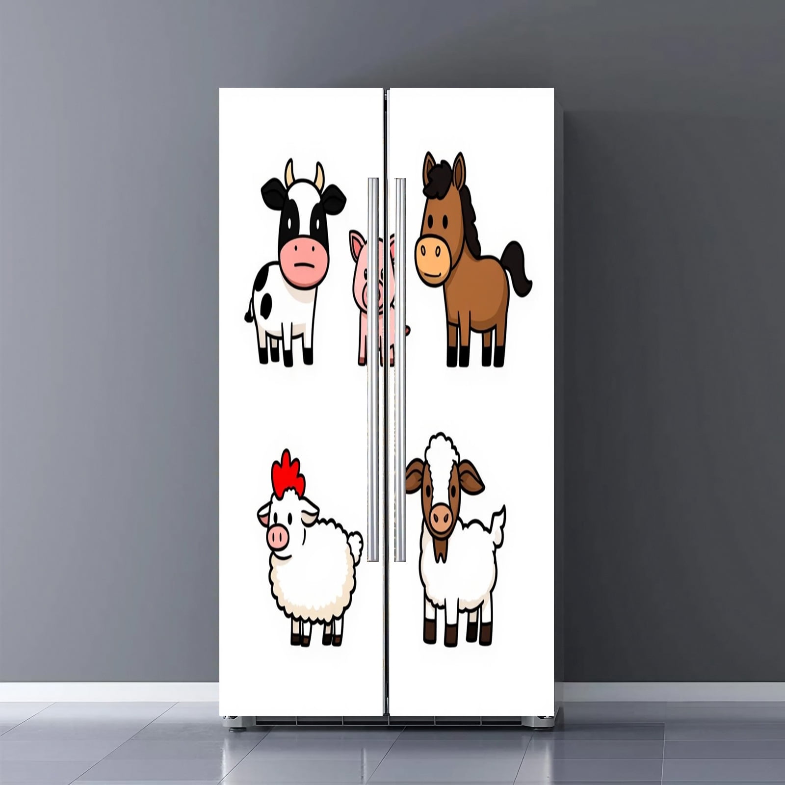 Fridge Door Wrap Vinyl Sticker Decor Front Refrigerator PVC Wallpaper ...
