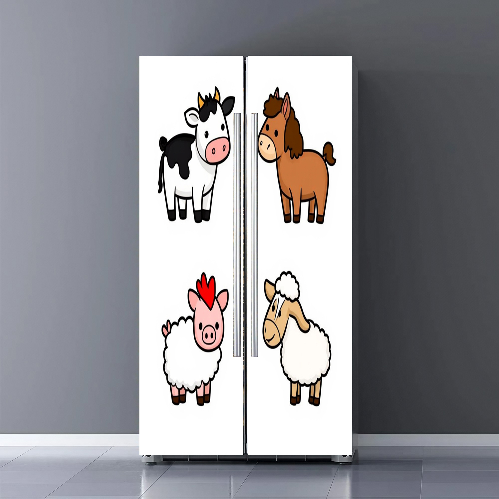Fridge Door Wrap Vinyl Sticker Decor Front Refrigerator PVC Wallpaper ...