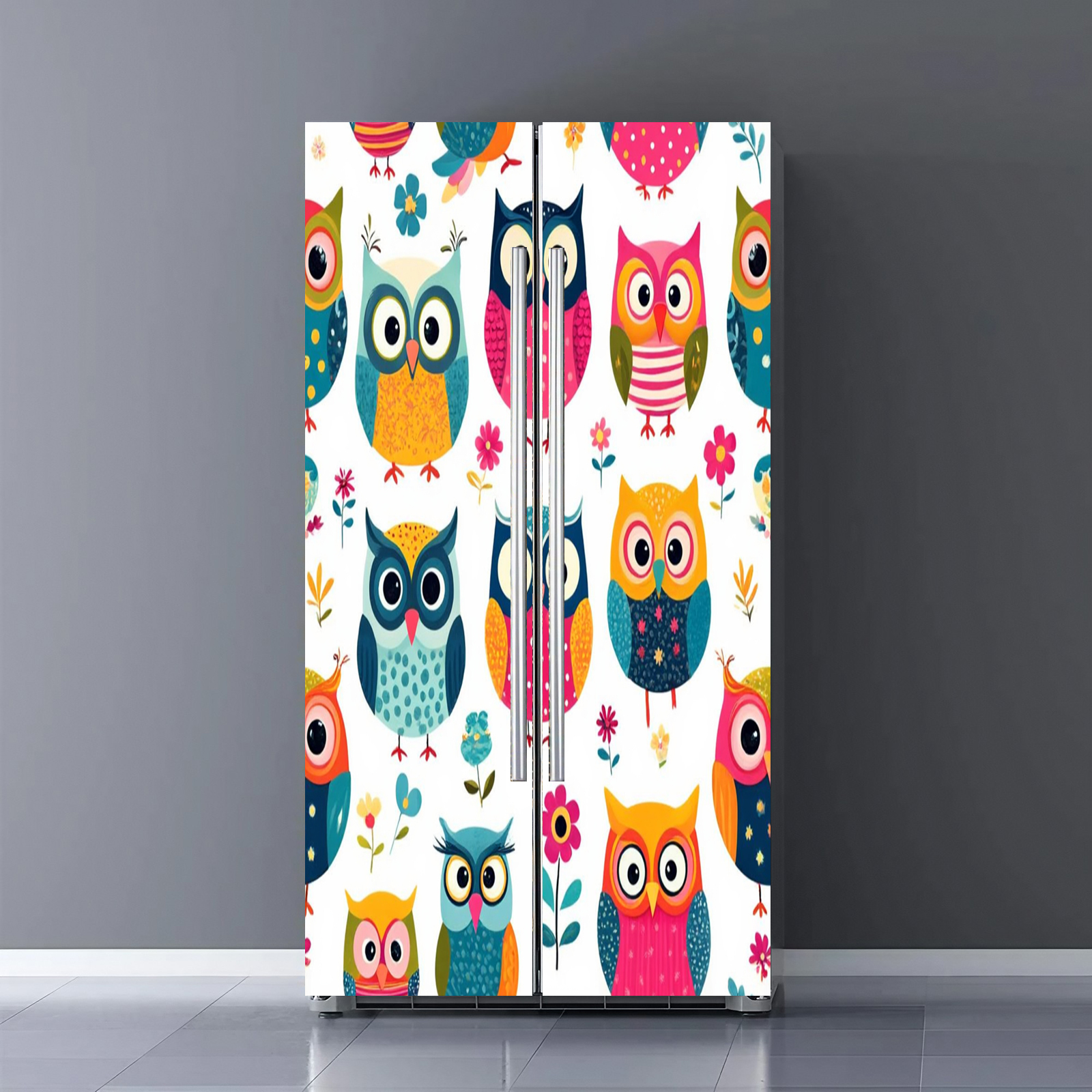 Fridge Door Wrap Vinyl Sticker Decor Front Refrigerator PVC Wallpaper ...