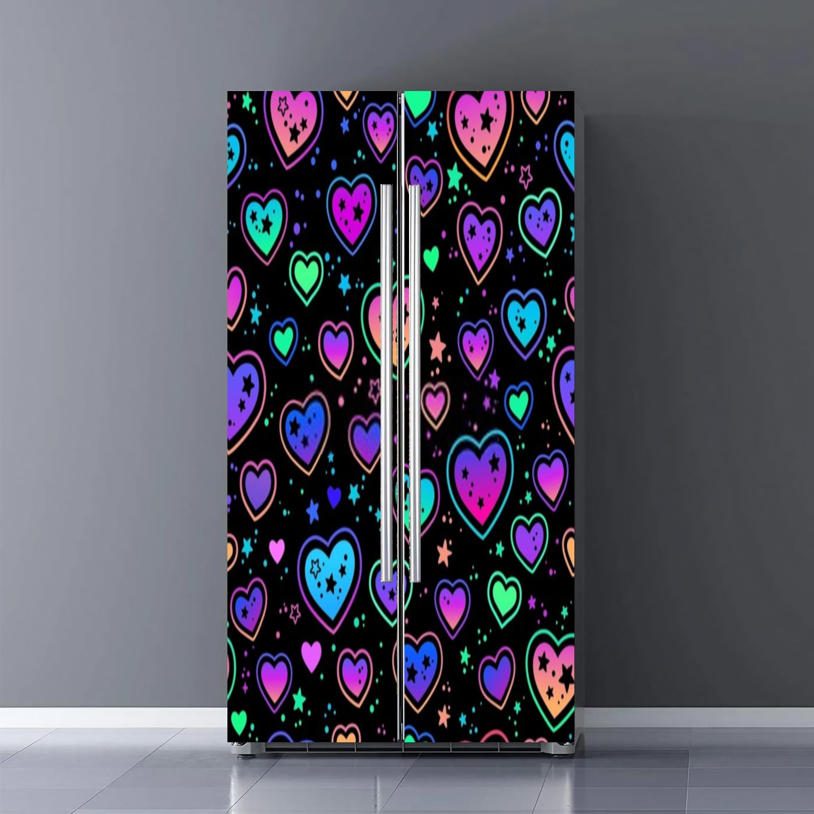 Fridge Door Wrap Vinyl Sticker Decor Front Refrigerator PVC Wallpaper ...