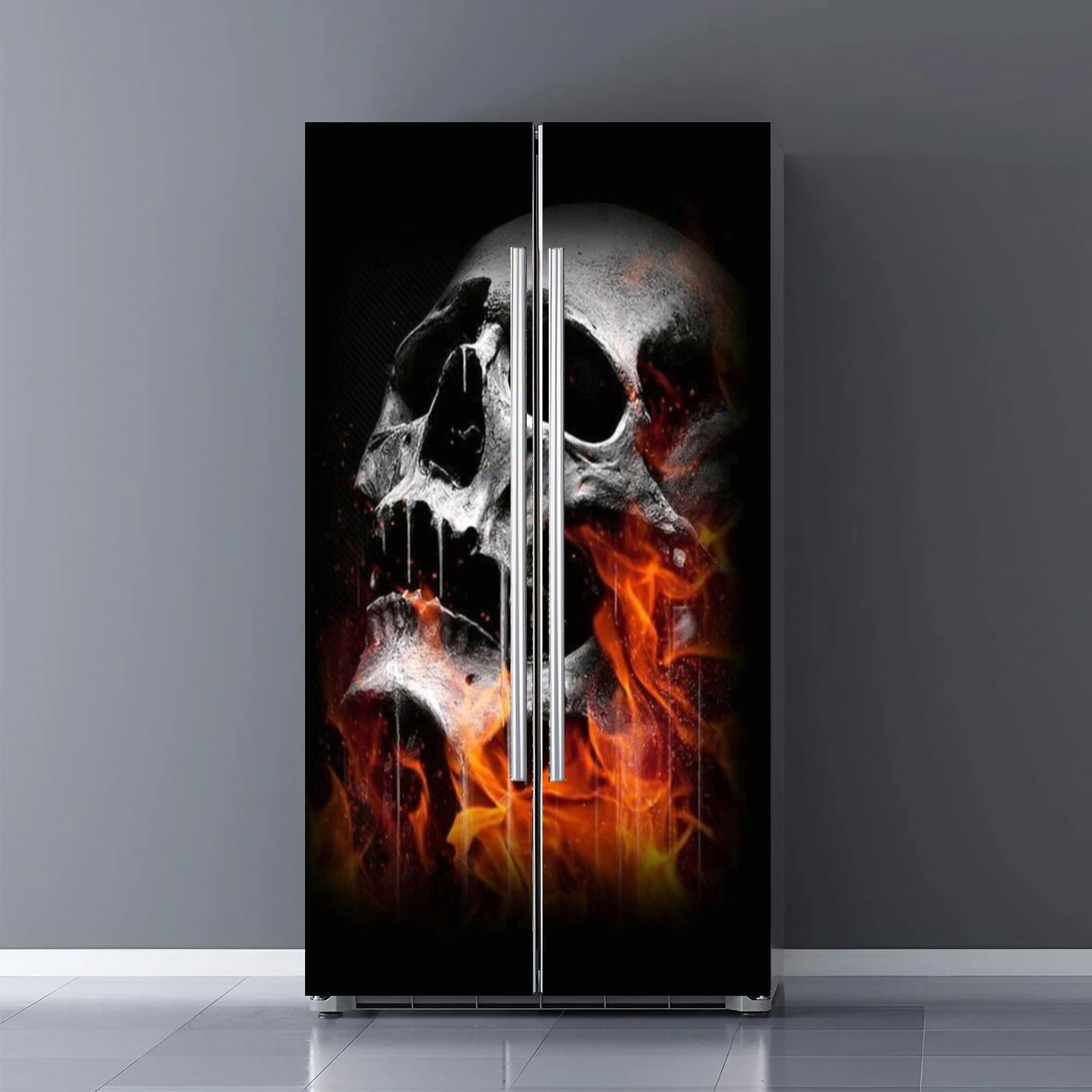 Fridge Door Wrap Vinyl Sticker Decor Front Refrigerator PVC Wallpaper ...