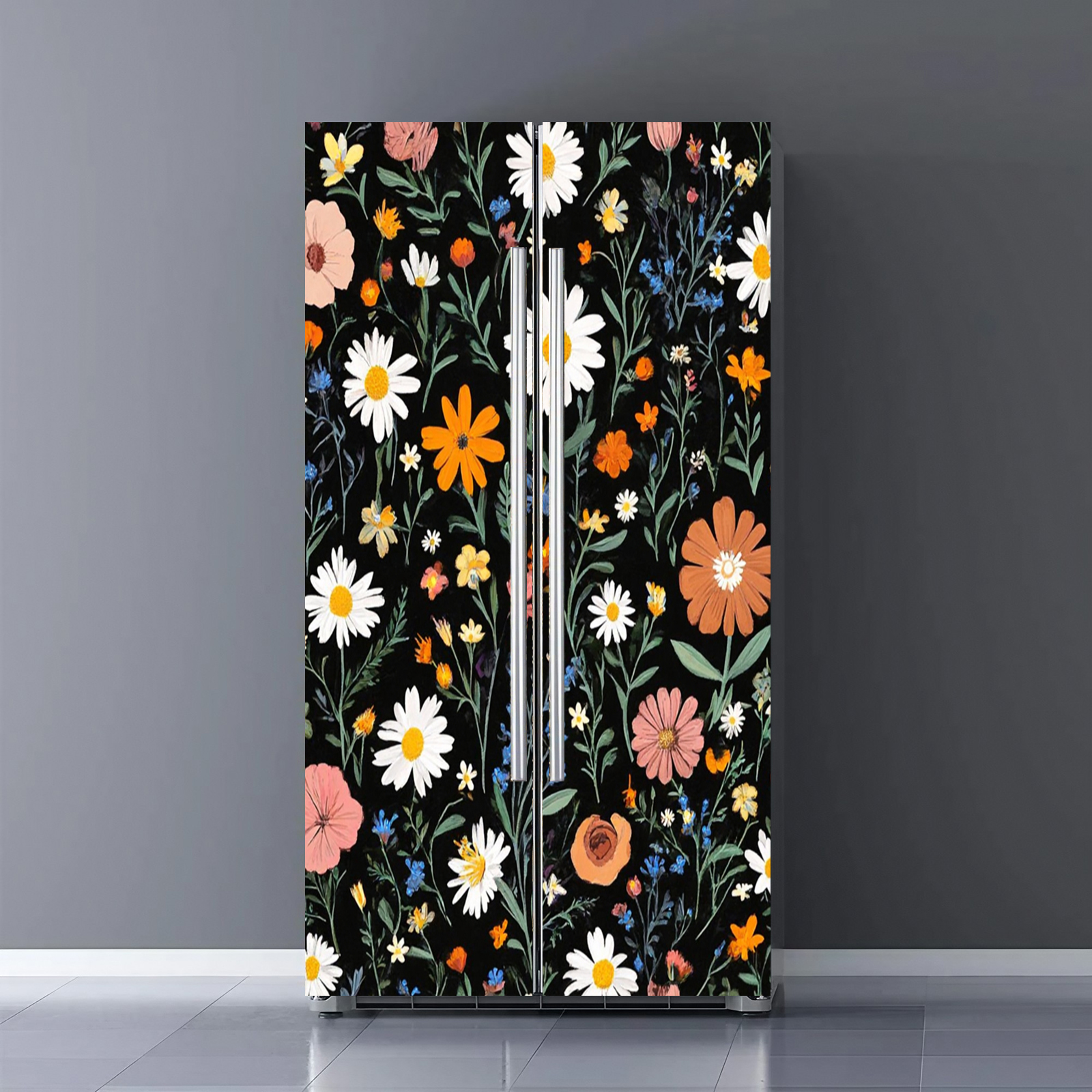 Fridge Door Wrap Vinyl Sticker Decor Front Refrigerator PVC Wallpaper ...