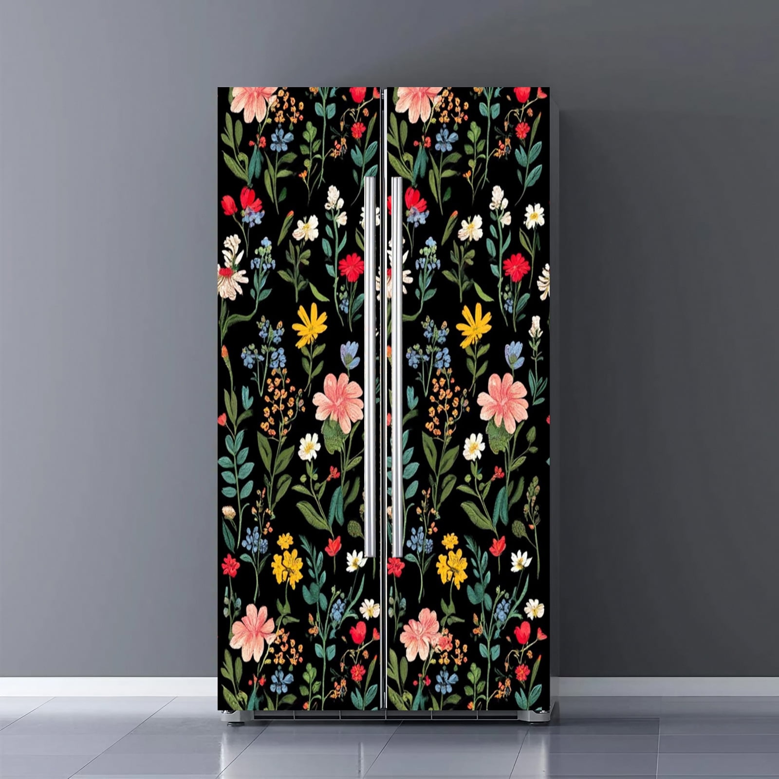Fridge Door Wrap Vinyl Sticker Decor Front Refrigerator PVC Wallpaper ...