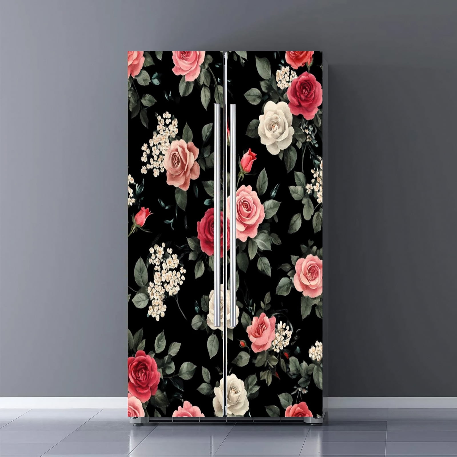 Fridge Door Wrap Vinyl Sticker Decor Front Refrigerator PVC Wallpaper ...