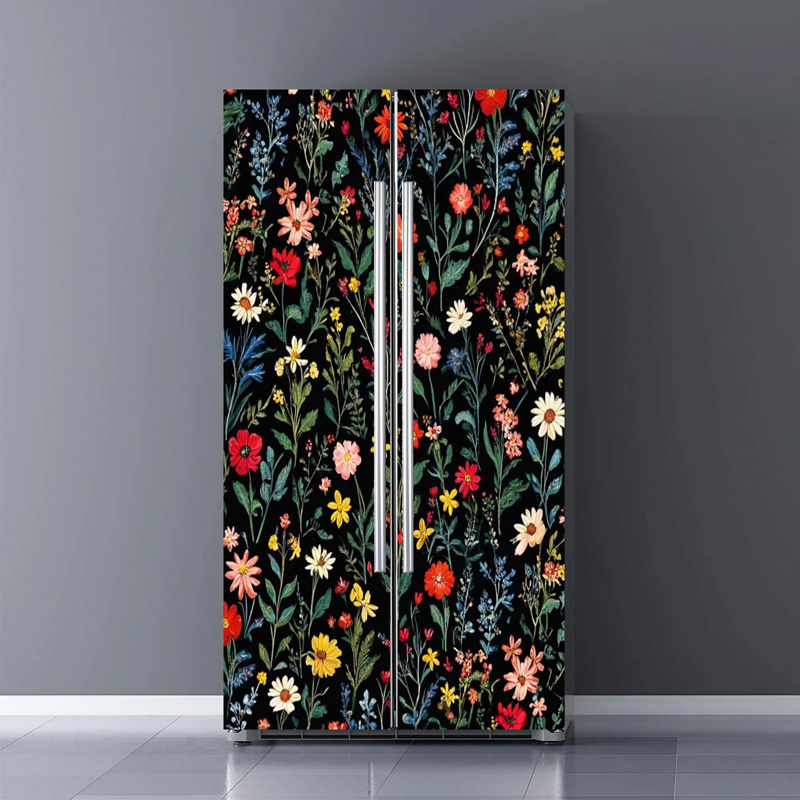 Fridge Door Wrap Vinyl Sticker Decor Front Refrigerator PVC Wallpaper ...