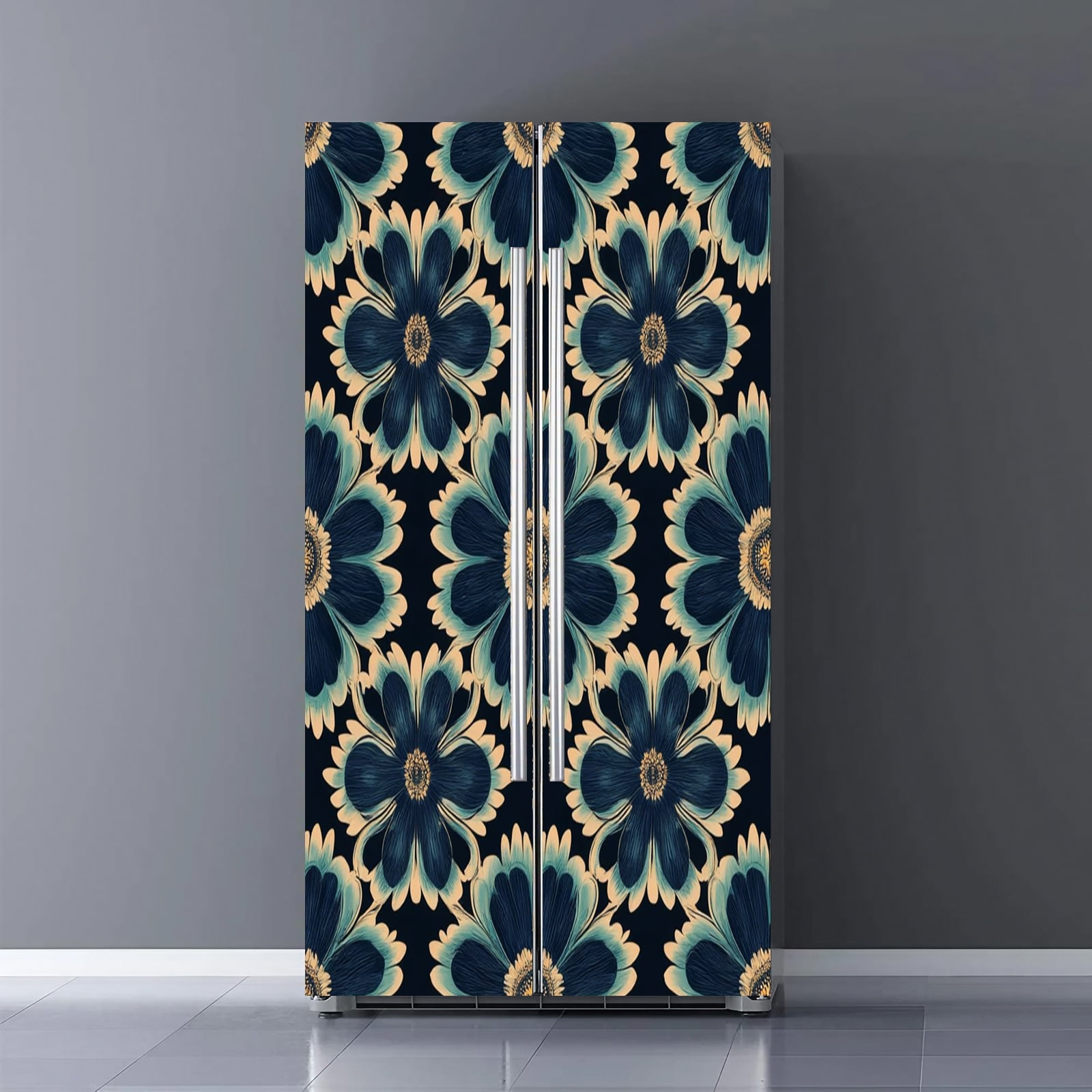 Fridge Door Wrap Vinyl Sticker Decor Front Refrigerator PVC Wallpaper ...