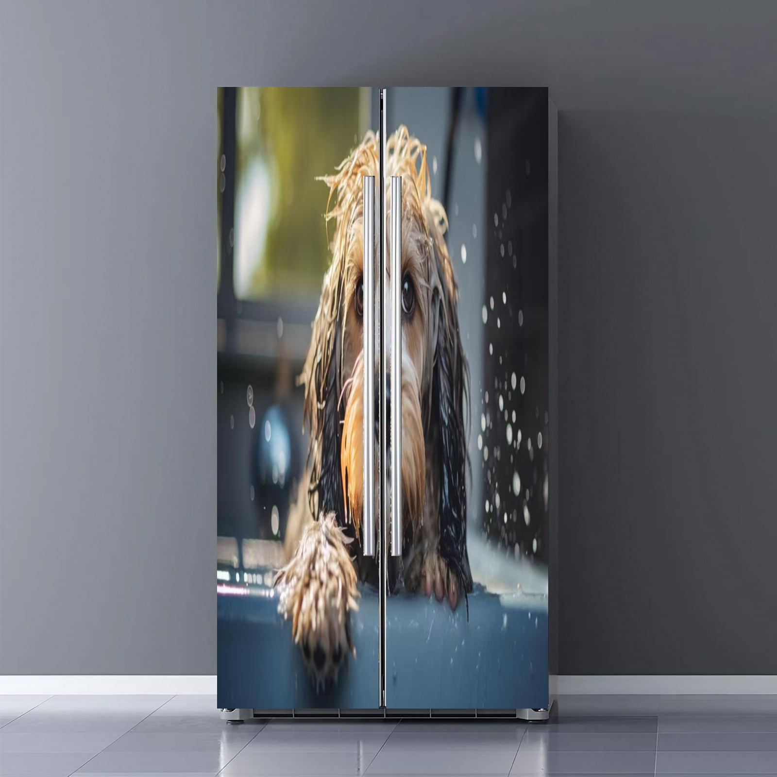 Fridge Door Wrap Vinyl Sticker Decor Front Refrigerator PVC Wallpaper ...
