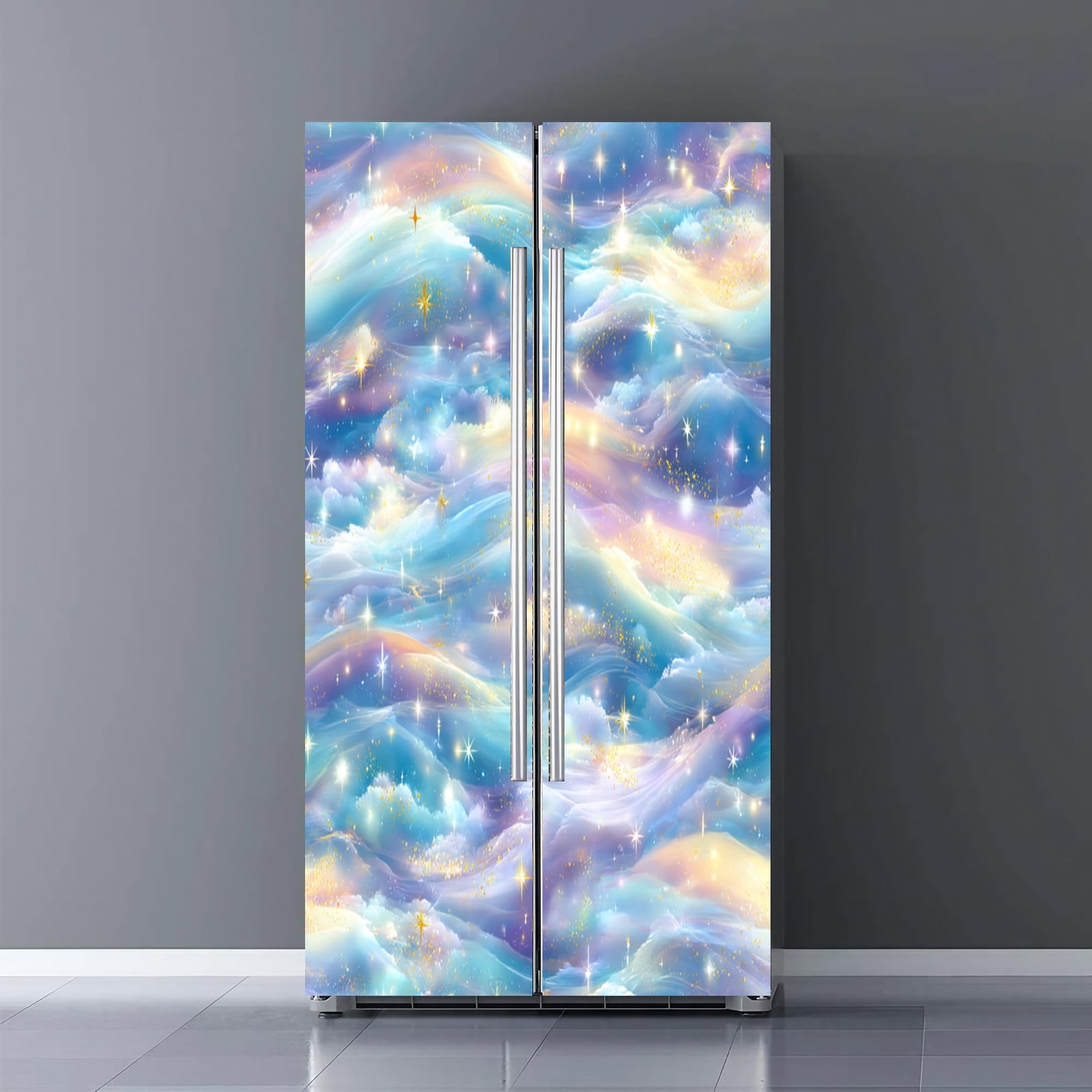 Fridge Door Wrap Vinyl Sticker Decor Front Refrigerator PVC Wallpaper ...